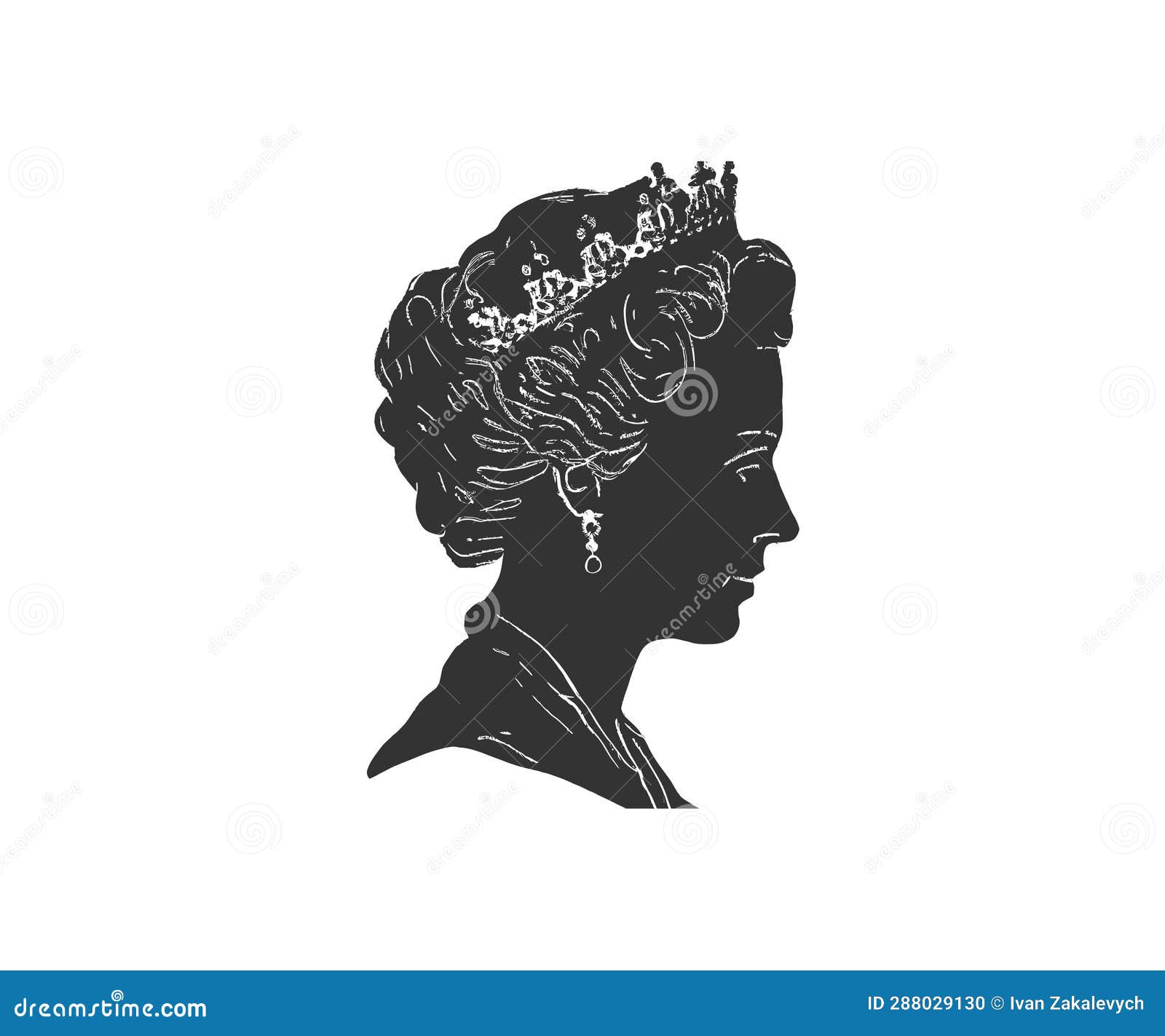 Black Silhouette of Queen Elizabeth. Vector Illustration Desing Stock ...