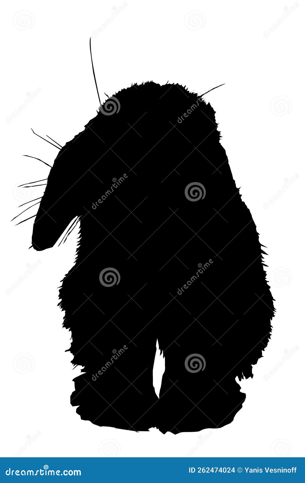 Black Silhouette of a Rabbit with Drooping Ears. Stock Illustration ...