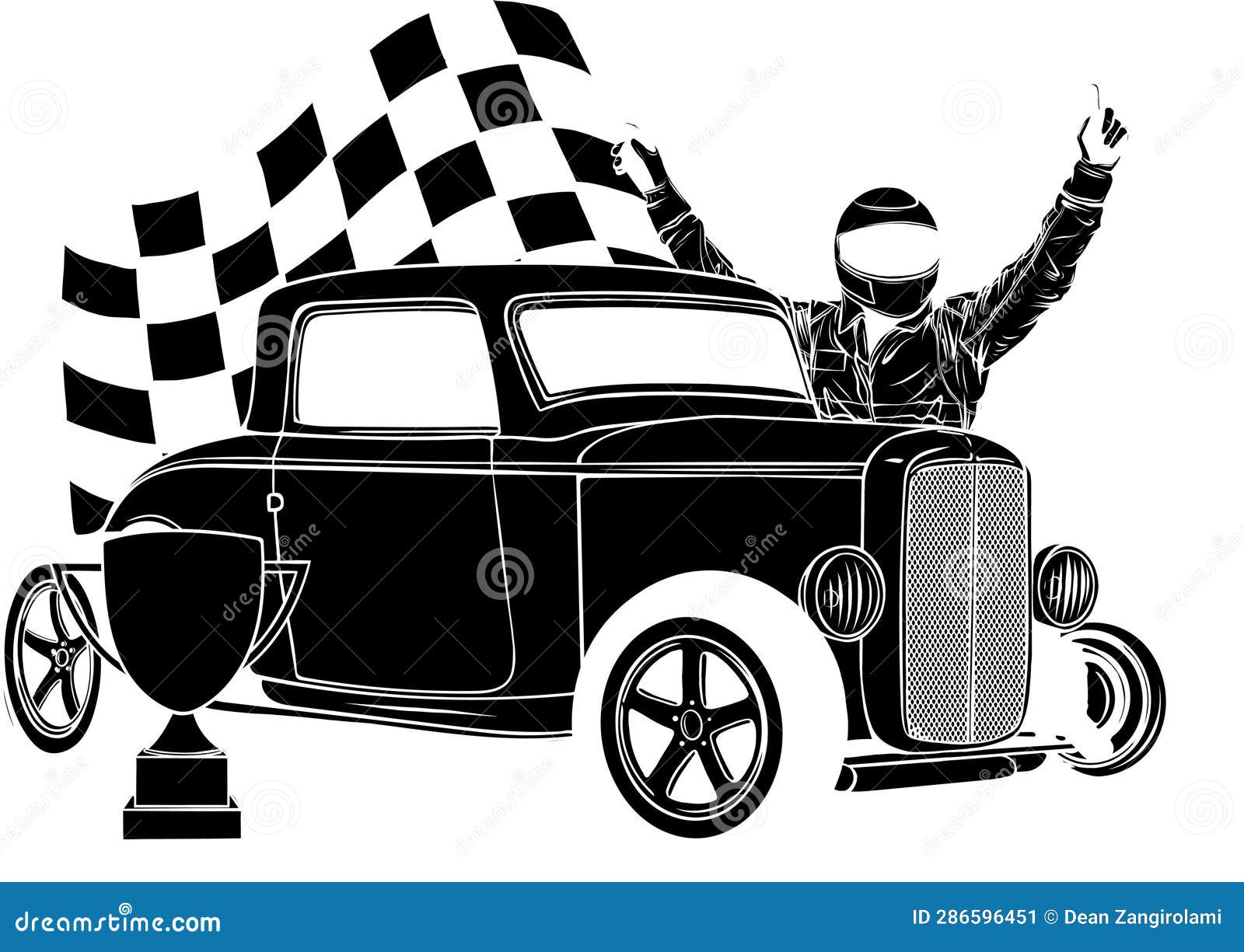 Black Silhouette of with Race Car and Racer Stock Vector - Illustration ...