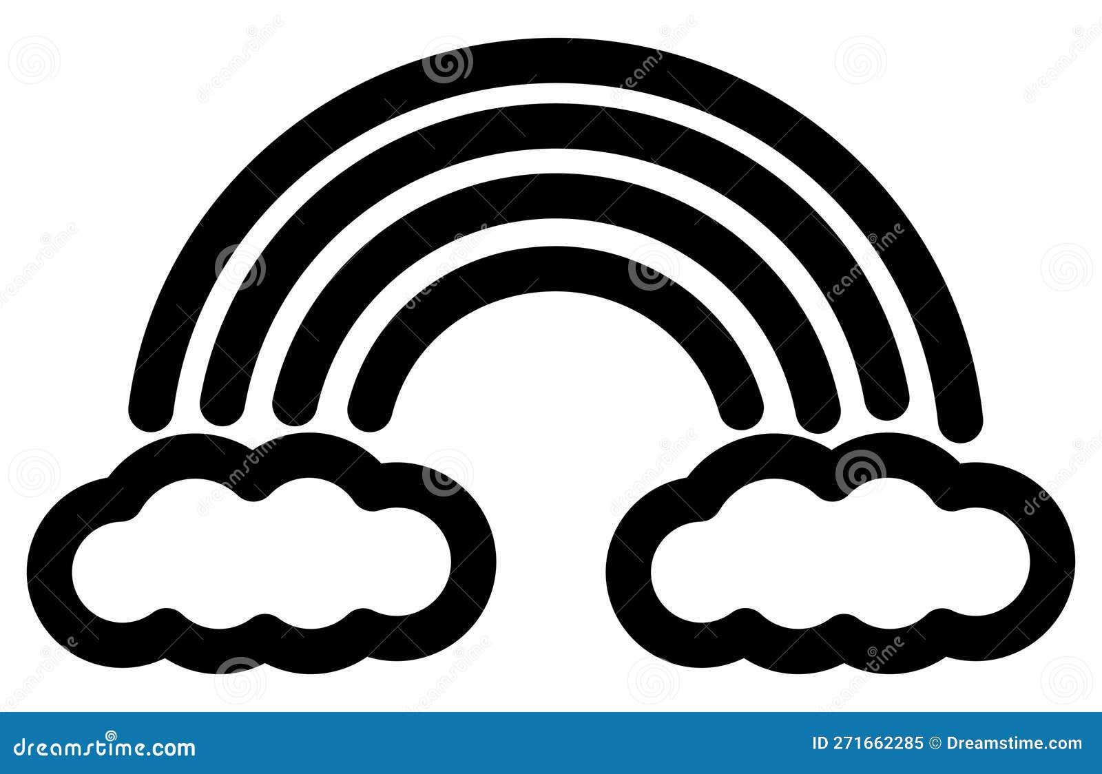 Black Silhouette of a Rainbow Cloud, Rainbow and Cloud Icon Vector ...