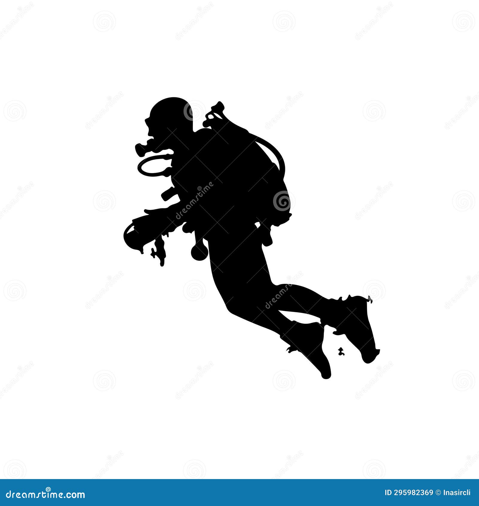 Black Silhouette of a Scuba Diver Exploring Underwater Stock Vector ...