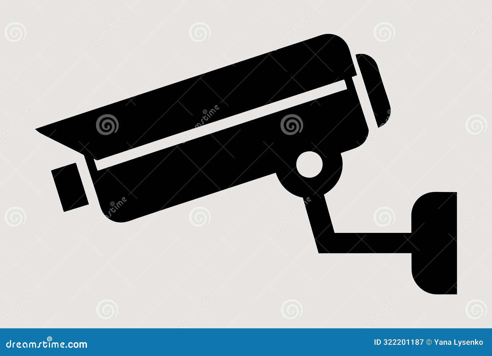 Black Silhouette Of A Security Camera Isolated On White Backdrop Simple ...