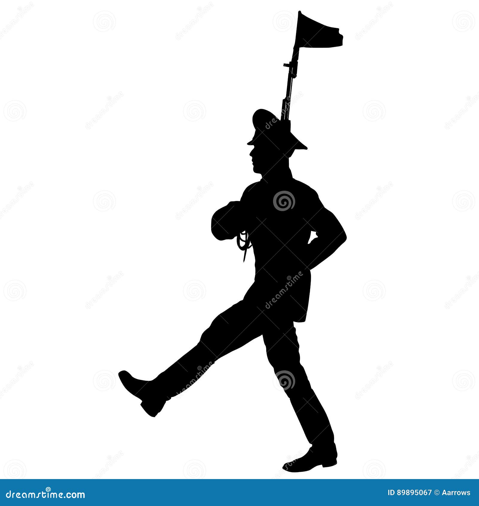Black Silhouette Soldier Is Marching With Arms On Parade Cartoon Vector ...