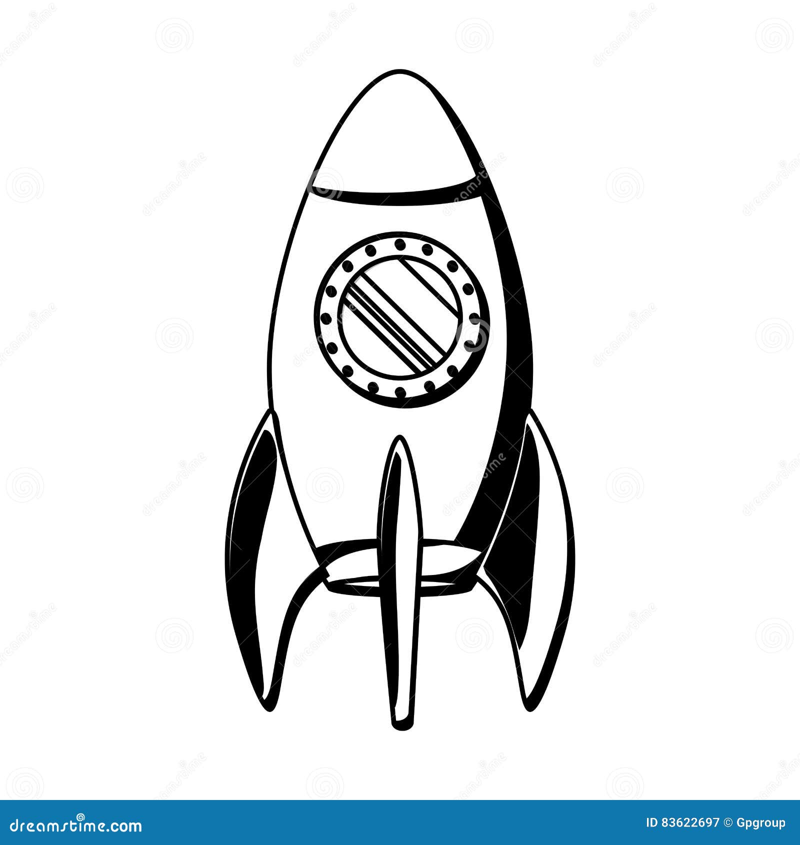 Black Silhouette Spaceship With Round Hatch Cartoon Vector ...