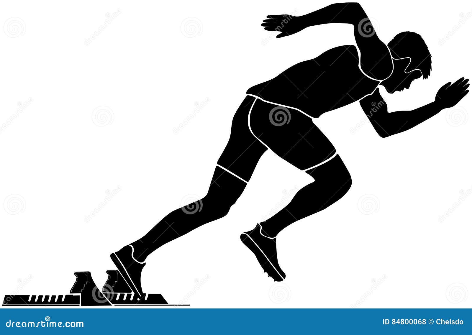 Black Silhouette Start Sprinter Runner Stock Vector - Illustration of ...