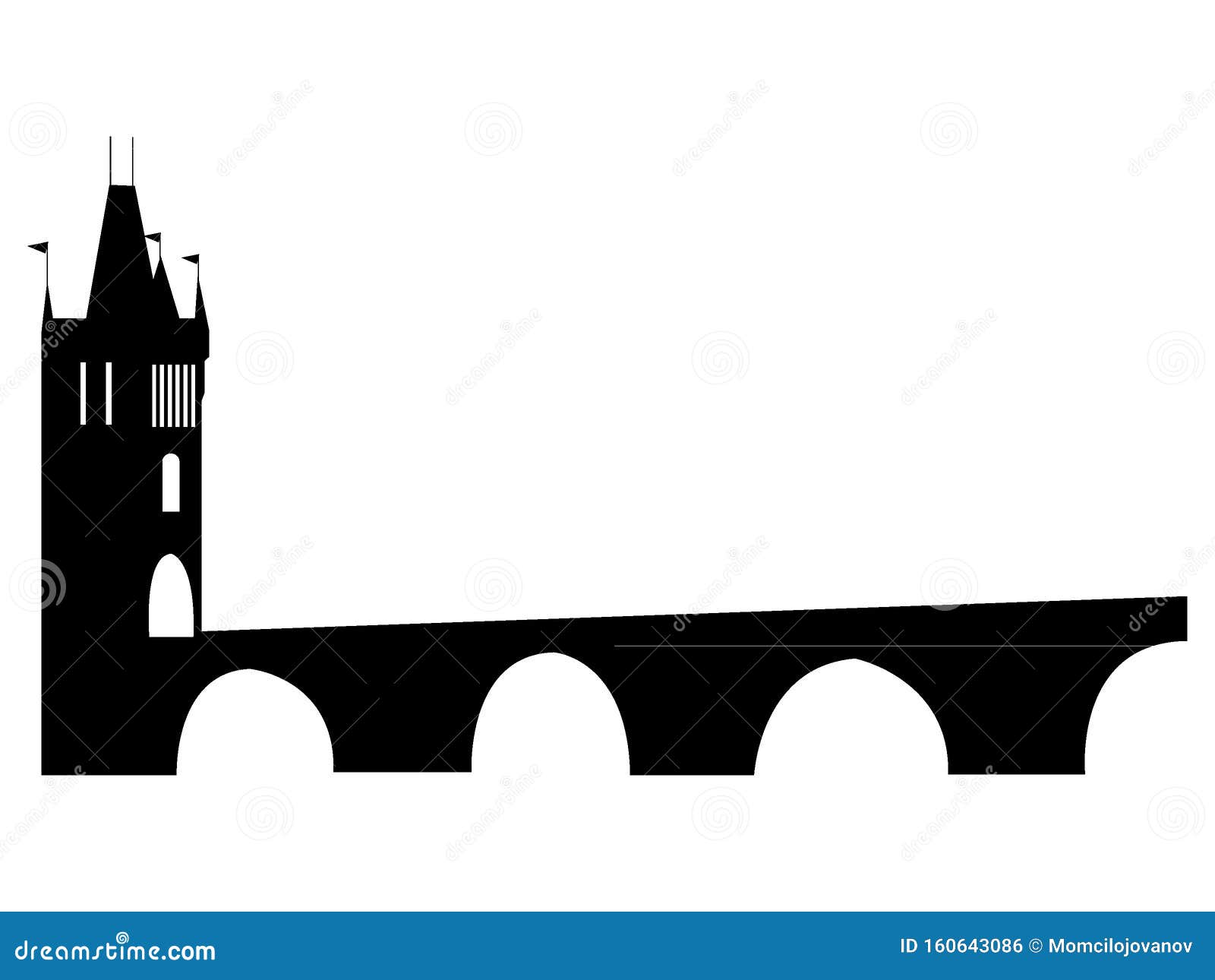 Black Silhouette of Symbol of Prague - Charles Bridge Stock Vector ...