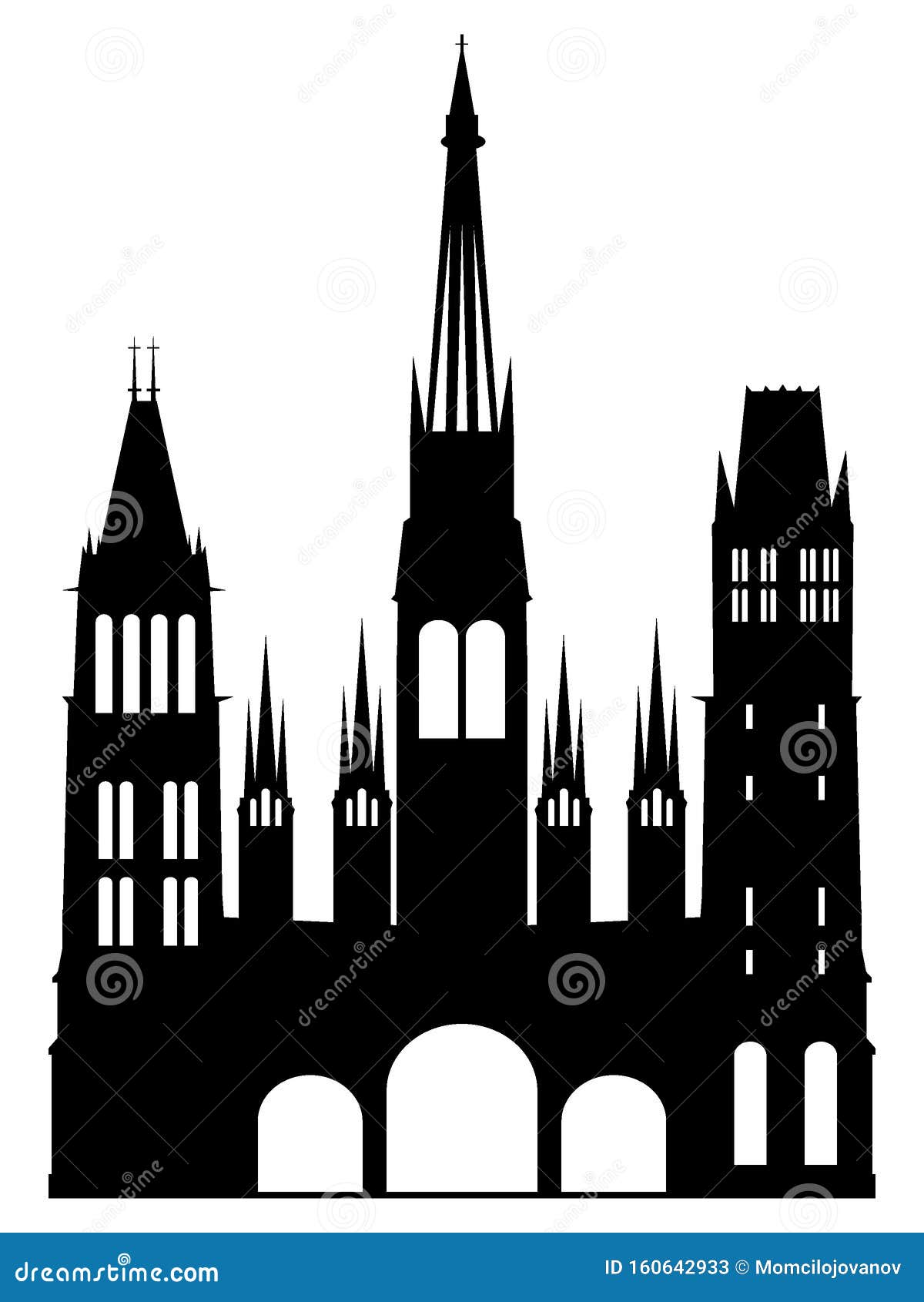 Black Silhouette of Symbol of Rouen - Cathedral Vektor Illustrationer ...