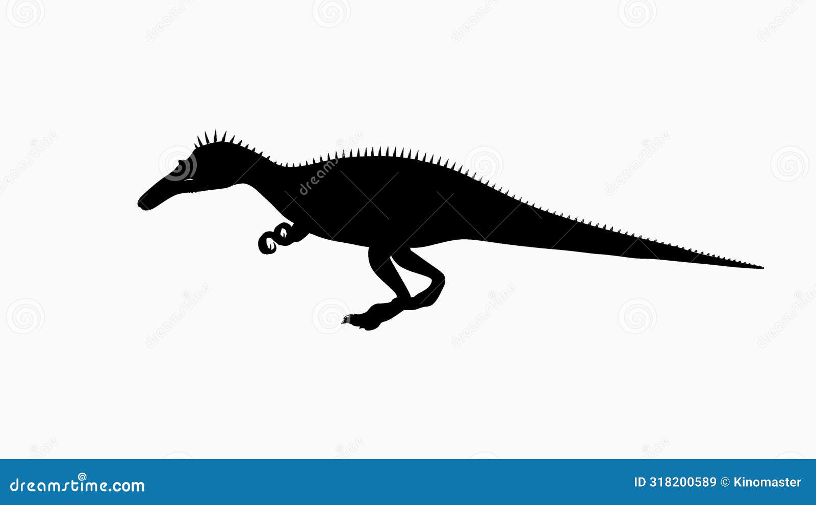 Black Silhouette of Theropod Dinosaur on White Background Stock ...
