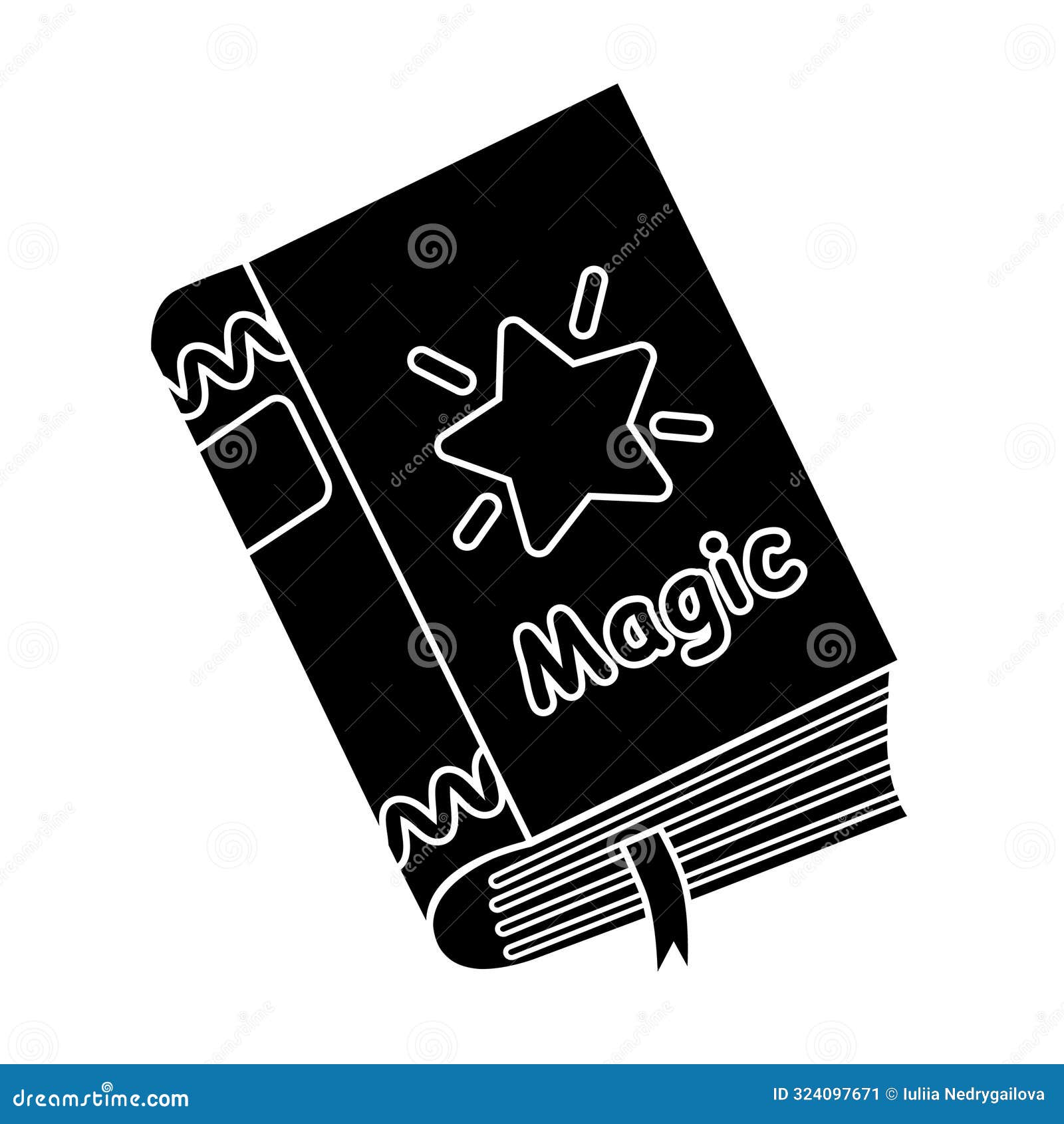 Black Silhouette of Thick Magic Book with Spells, Glyph Icon Flat ...