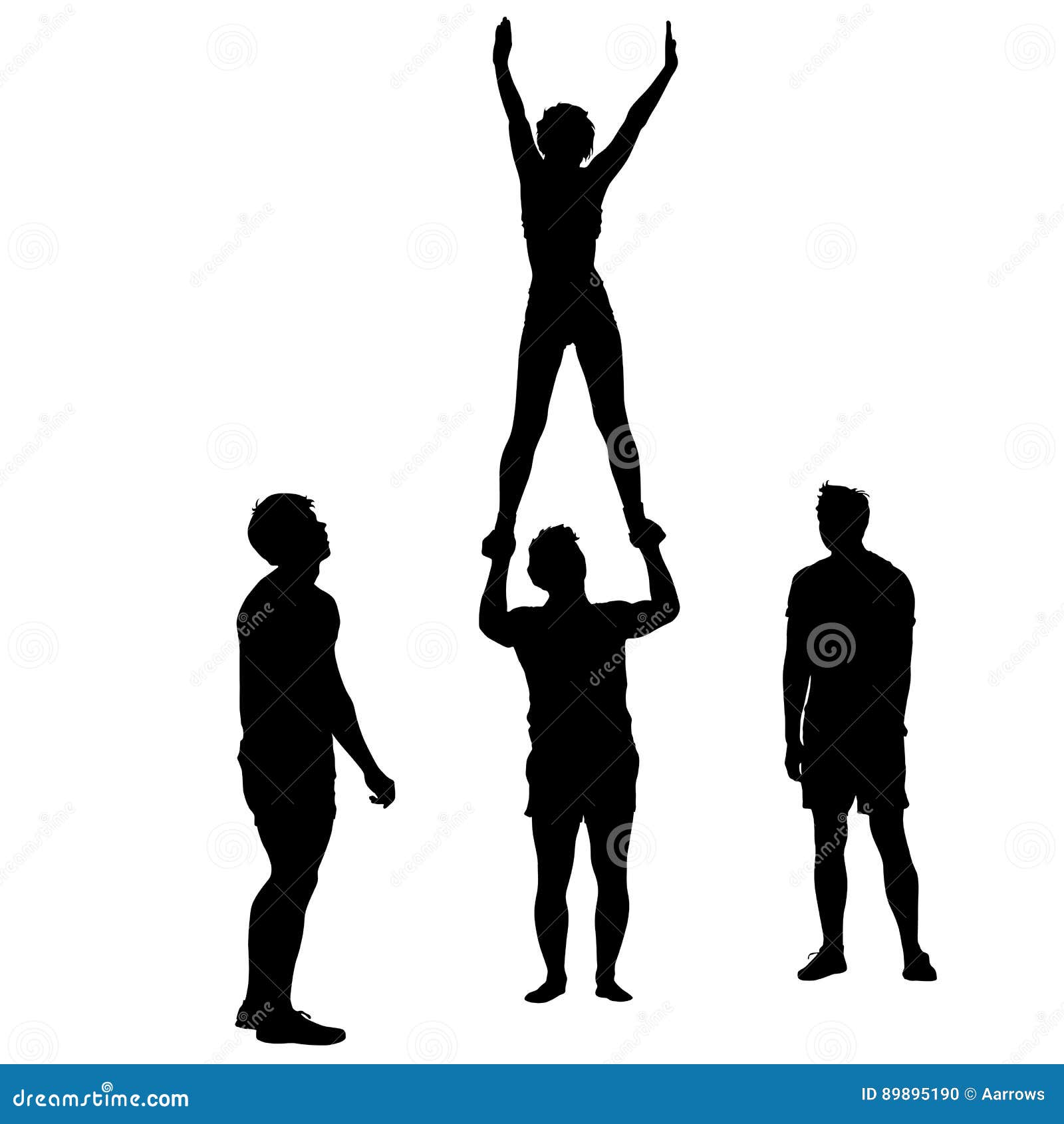 Black Silhouette Two Acrobats Show Stand on Hand. Vector Illustration ...