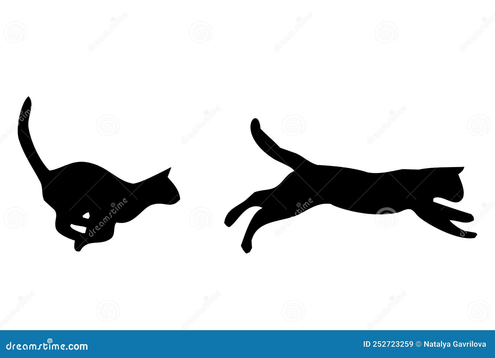 Black Silhouette of Two Cats Running Stock Image - Image of sitting ...