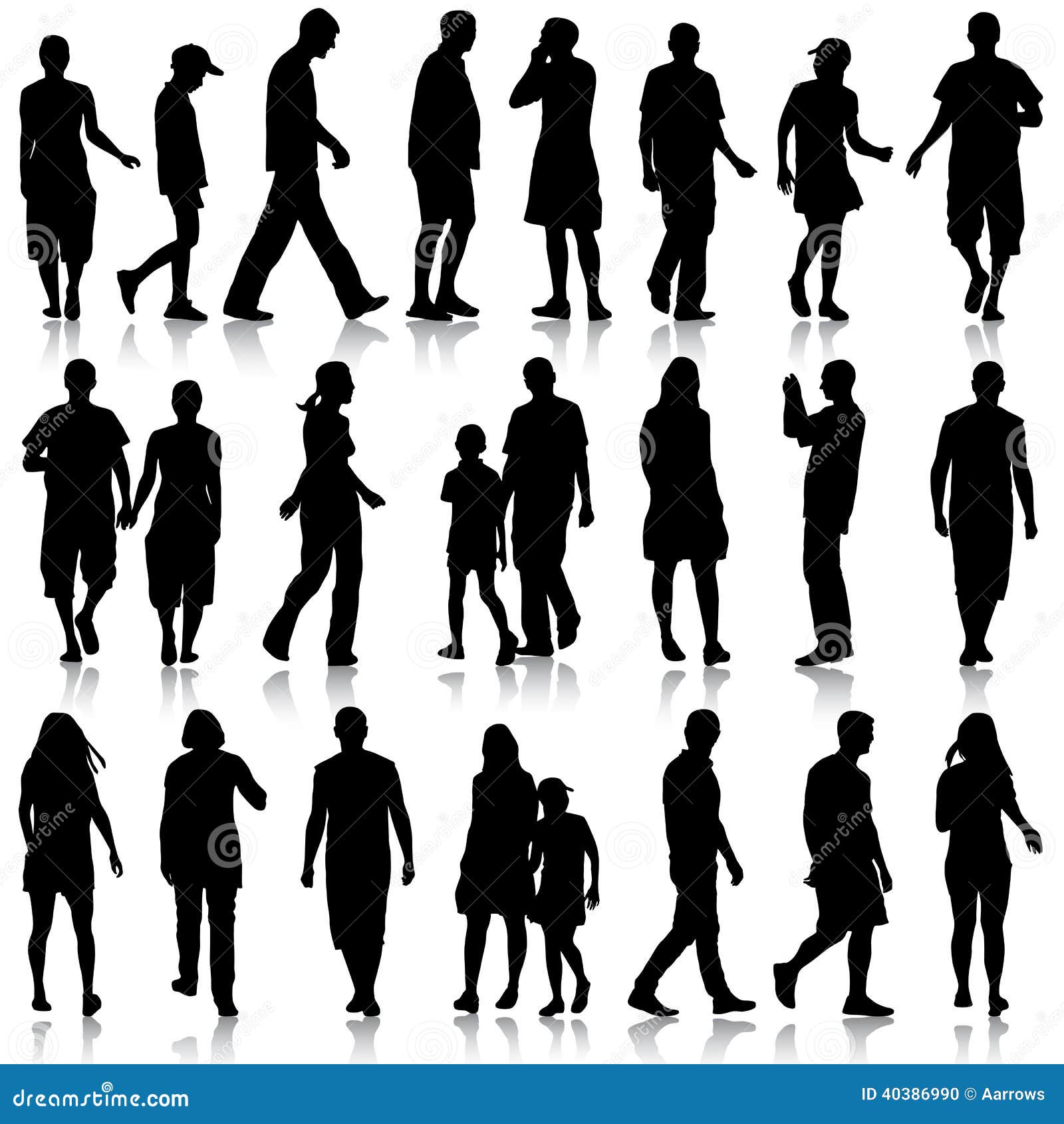 Black Silhouettes of Beautiful Mans and Womans on White Stock Vector ...