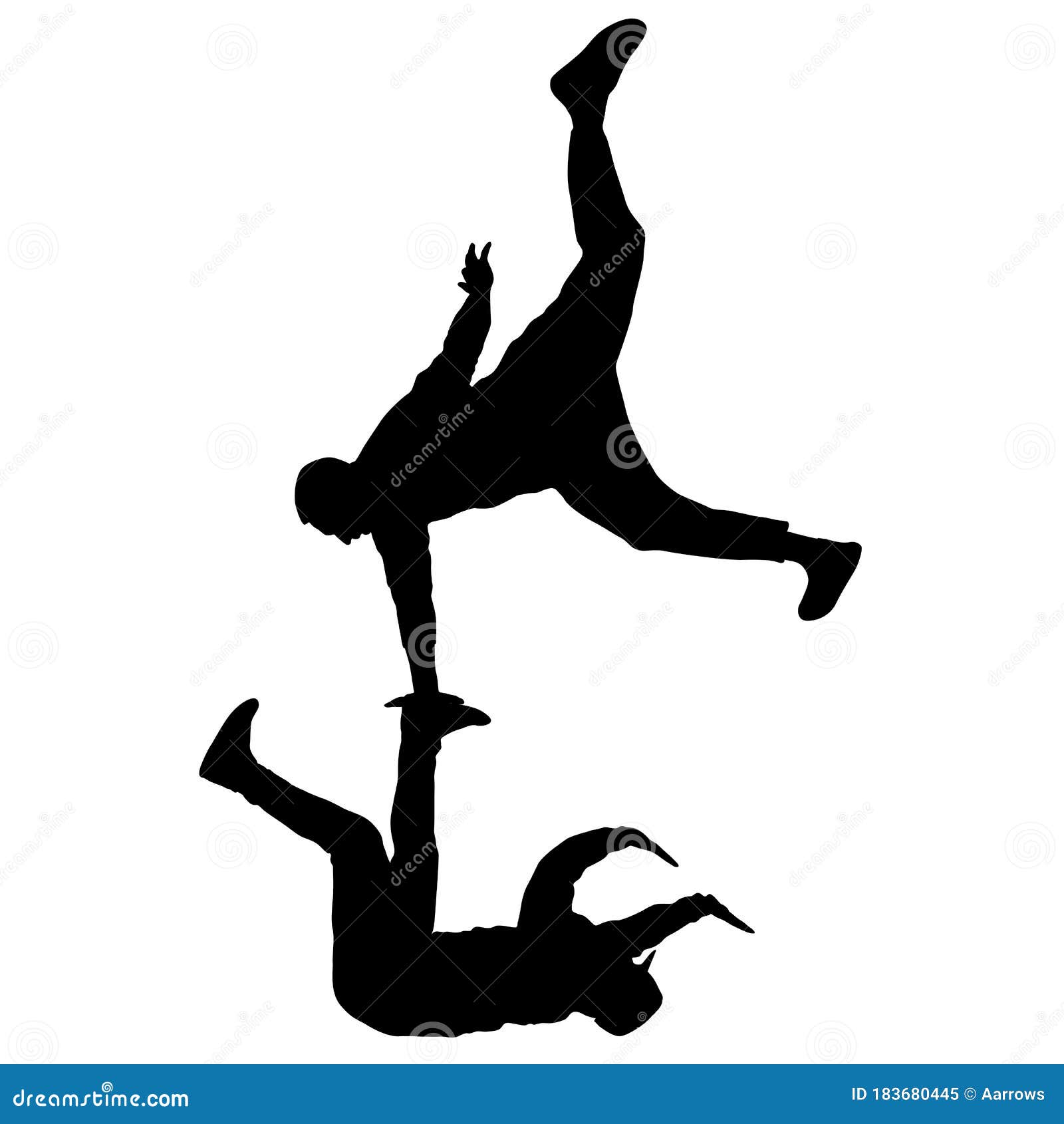Black Silhouettes Breakdancer on a White Background Stock Vector ...