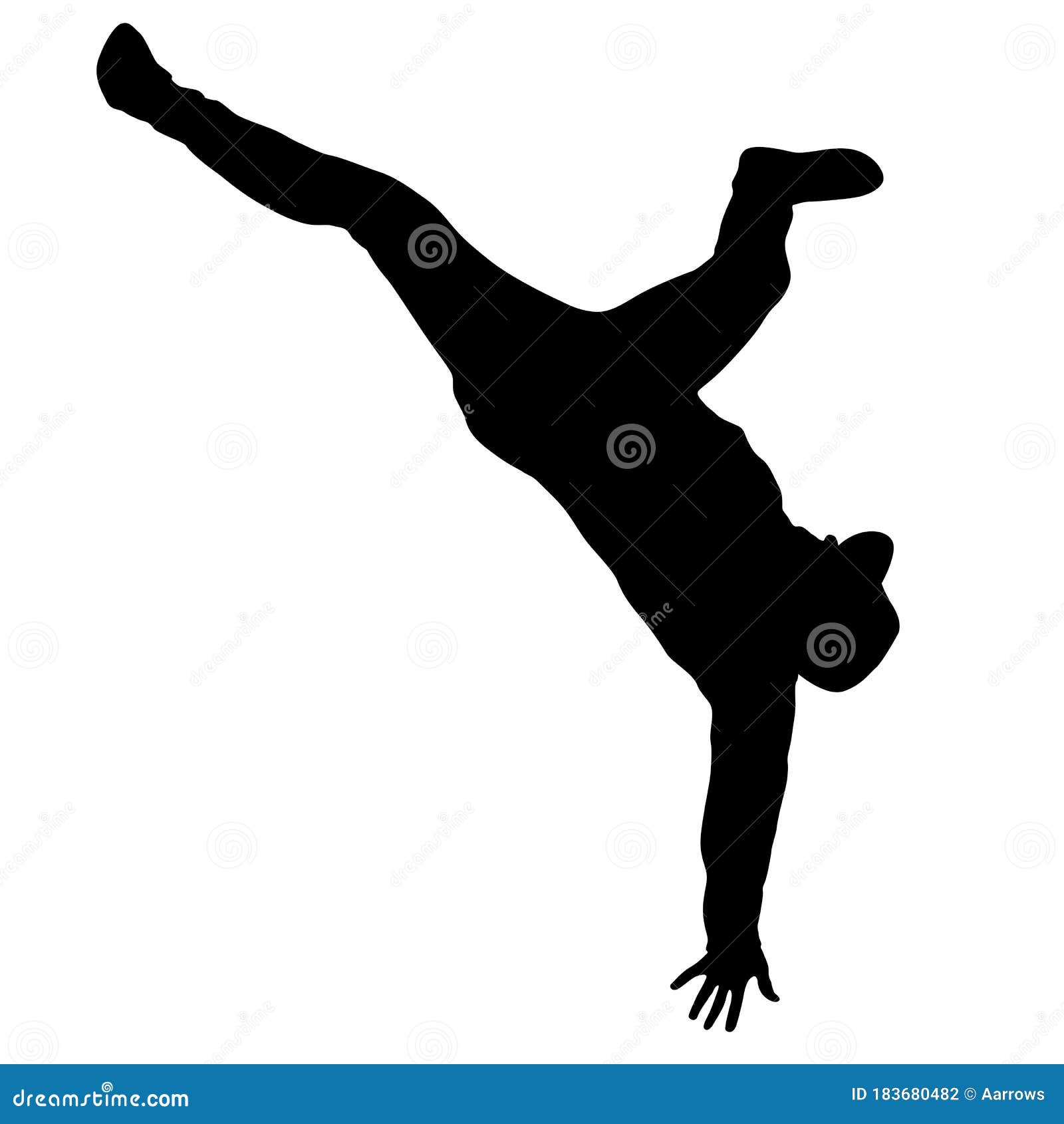 Black Silhouettes Breakdancer on a White Background Stock Vector ...