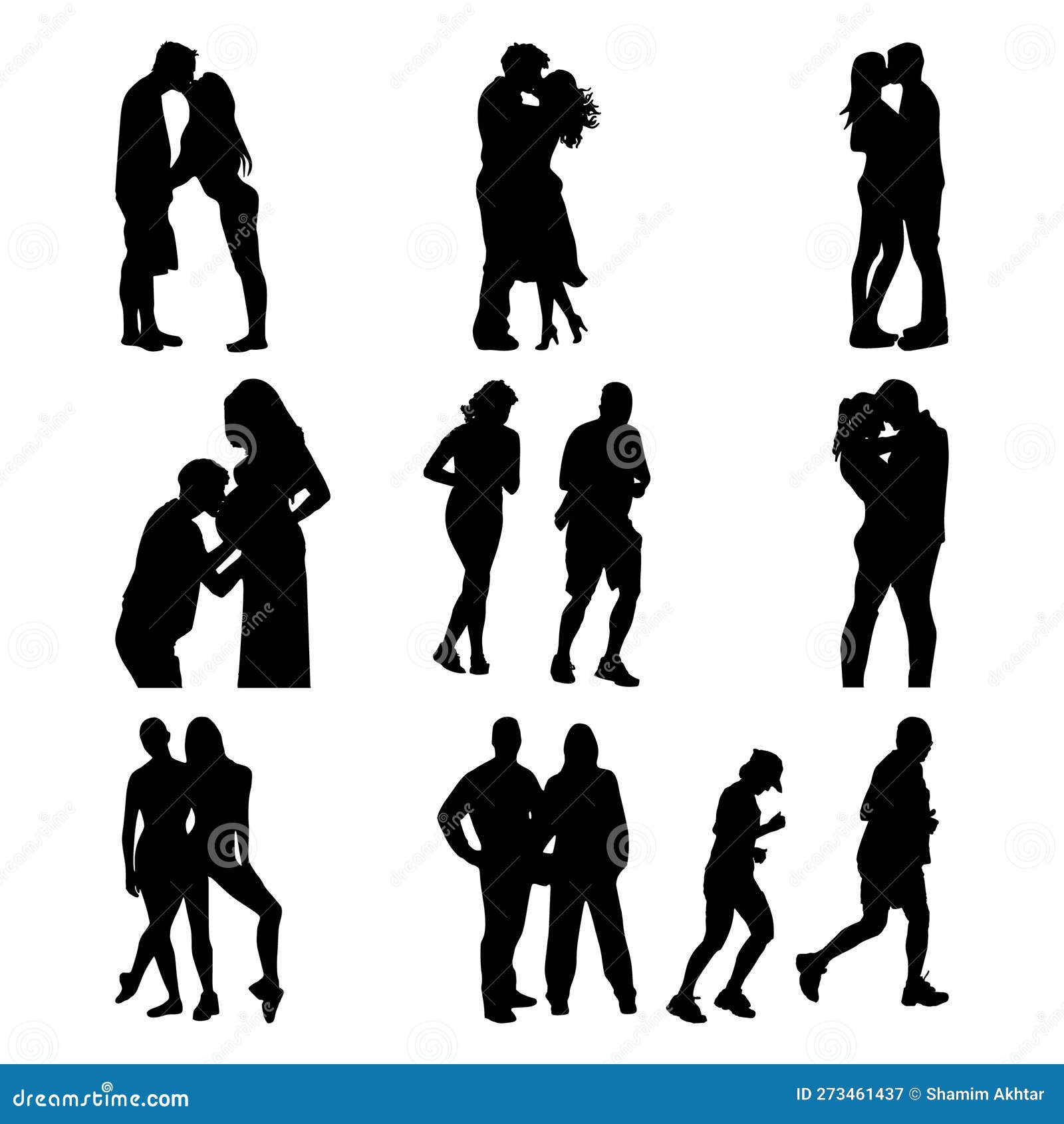 Vector Silhouette of a Set of People on a White Background. Stock ...
