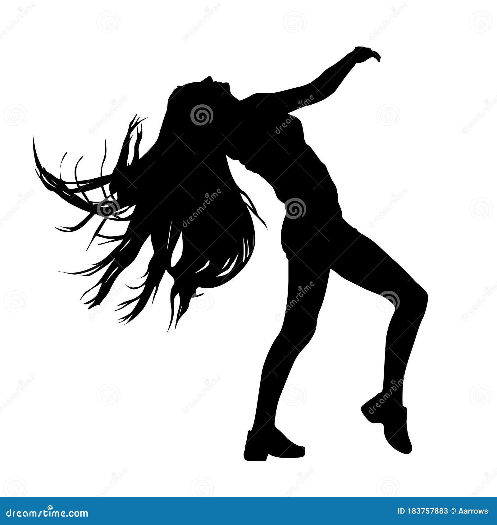 Black Silhouettes Dancing Woman on White Background Stock Vector ...