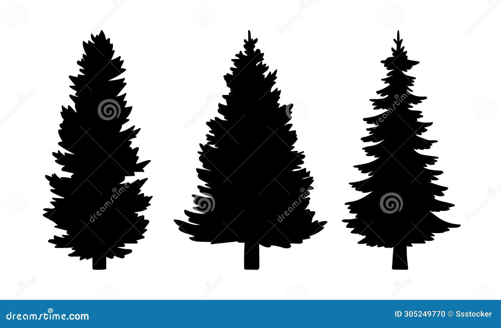 Black Silhouettes of Fir Trees on a White Background Stock Illustration ...