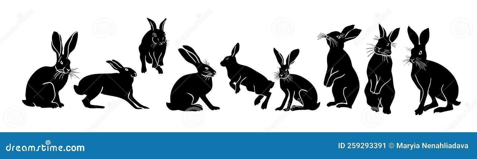 Black Silhouettes of Rabbits. Vector Illustration Stock Vector ...