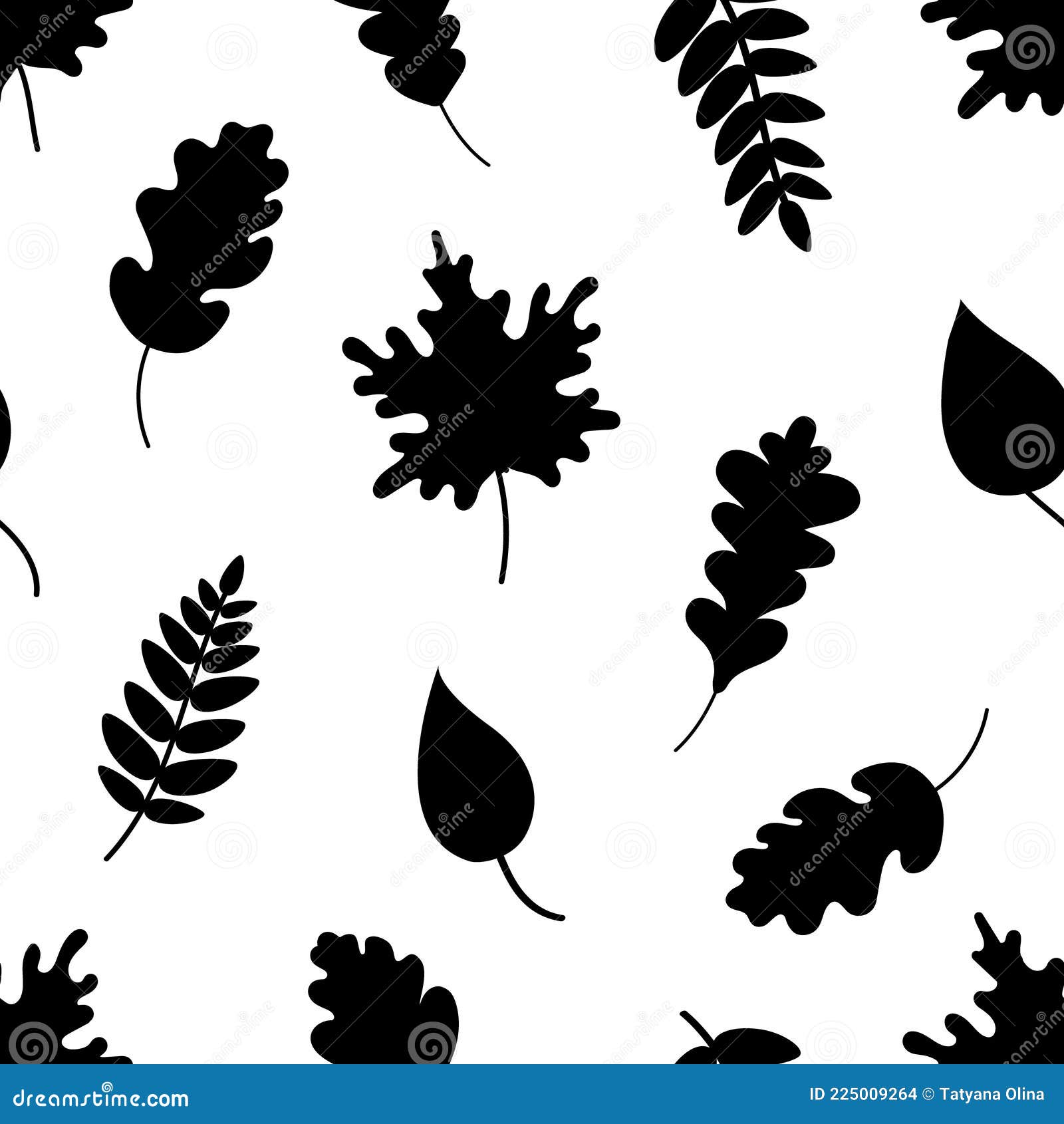 Seamless Pattern of Black Leaves. Vector Illustration Stock Vector - Illustration of ornament ...