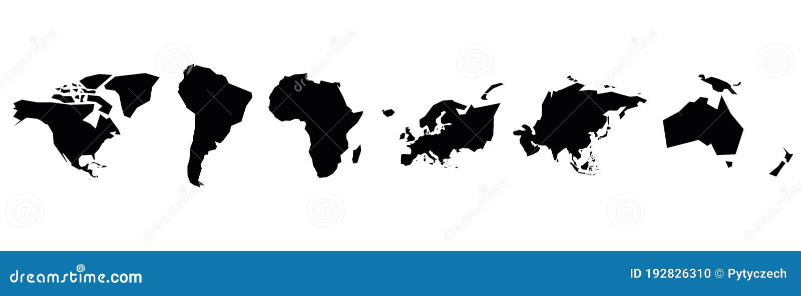 Black Silhouettes of World Continents. Simple Flat Vector Illustration ...