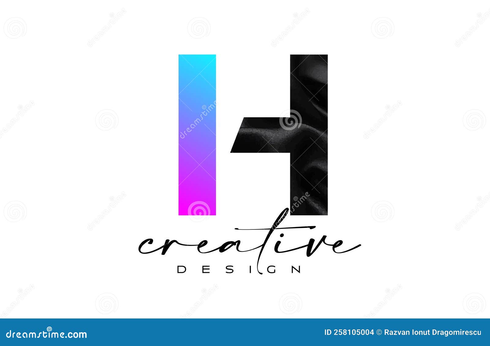 Black Silk Letter H Logo Design with Textile Material Texture and ...