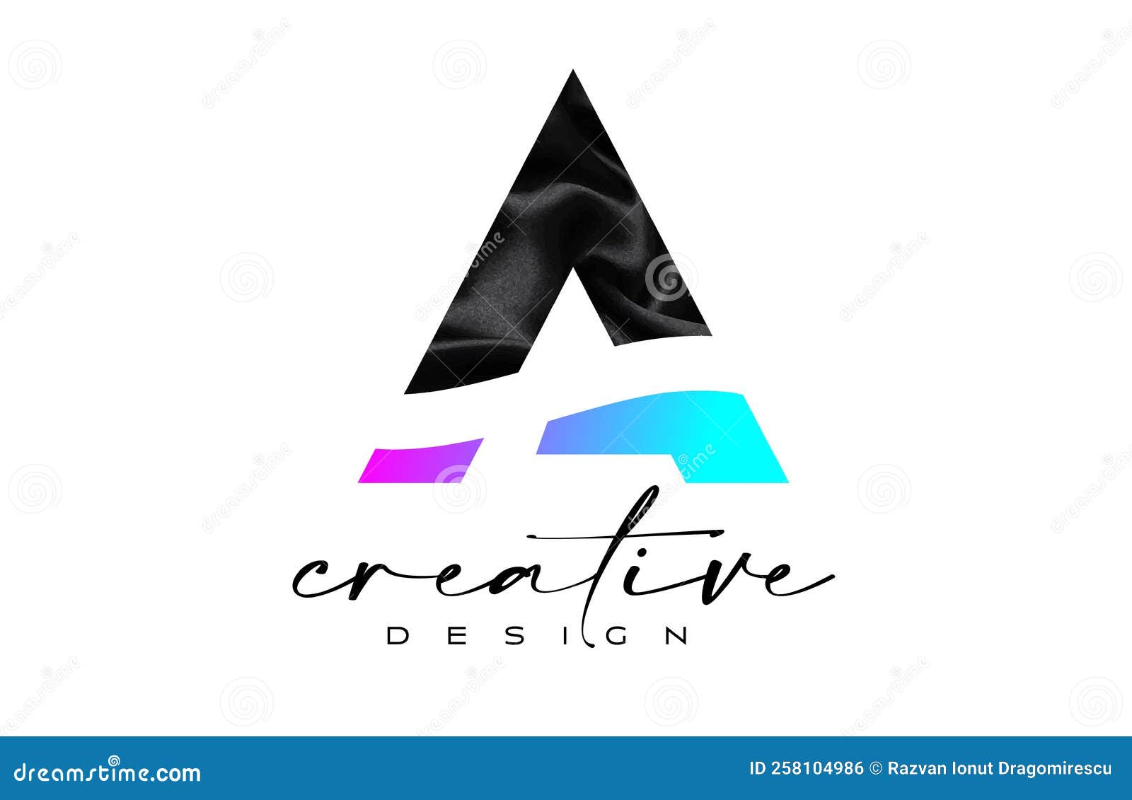 Black Silk Letter a Logo Design with Textile Material Texture and ...