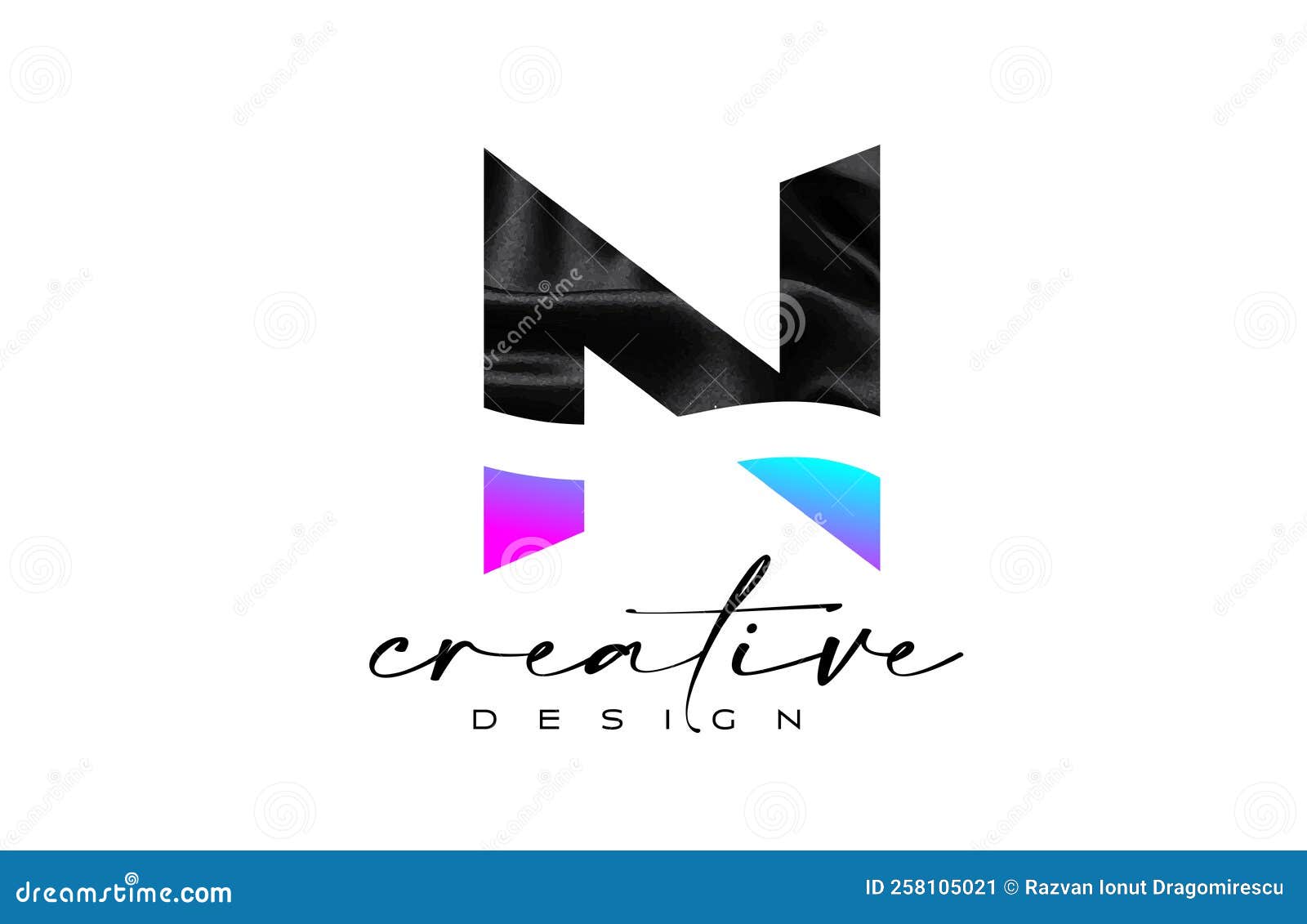 Black Silk Letter N Logo Design with Textile Material Texture and ...