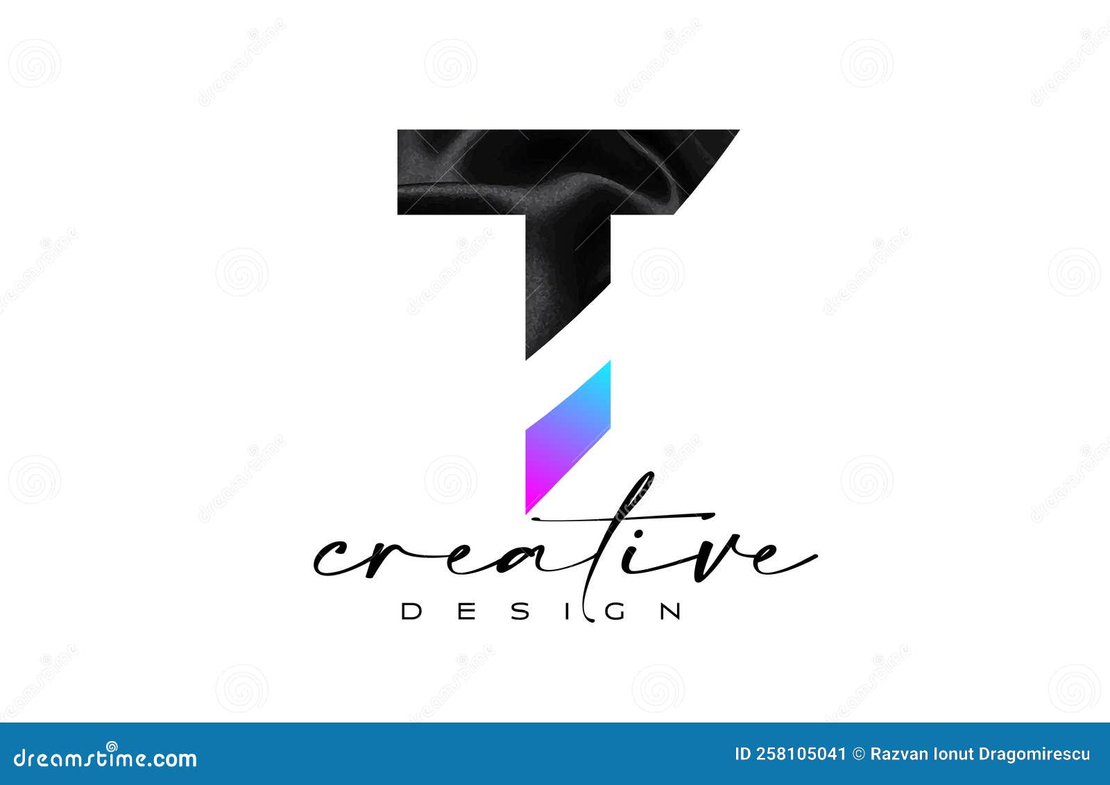 Black Silk Letter T Logo Design with Textile Material Texture and ...