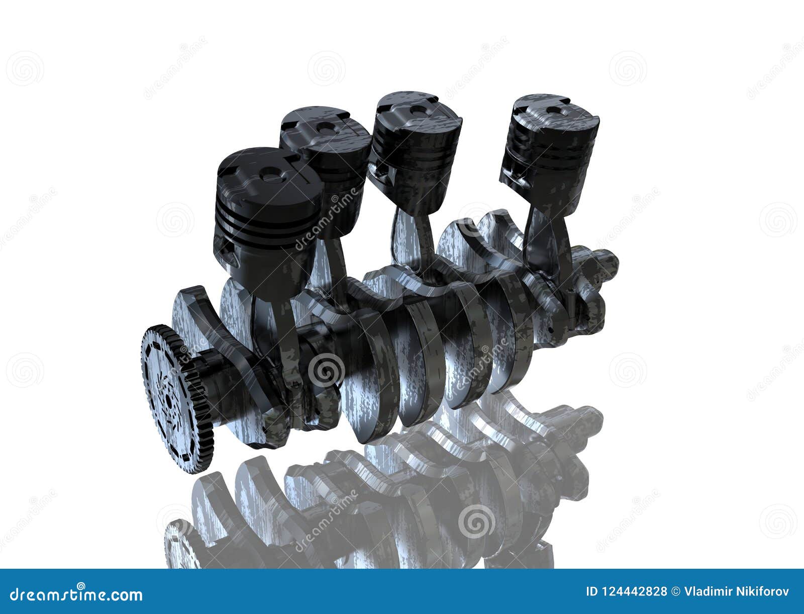 Black and Silver Car Engine on a White Stock Illustration ...