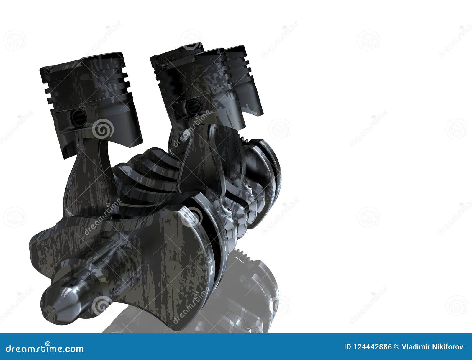 Black and Silver Car Engine on a White Stock Illustration ...