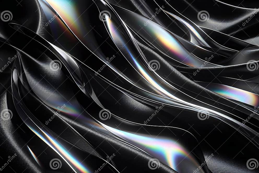 A Black and Silver Fabric with a Shiny, Reflective Surface Stock Photo ...