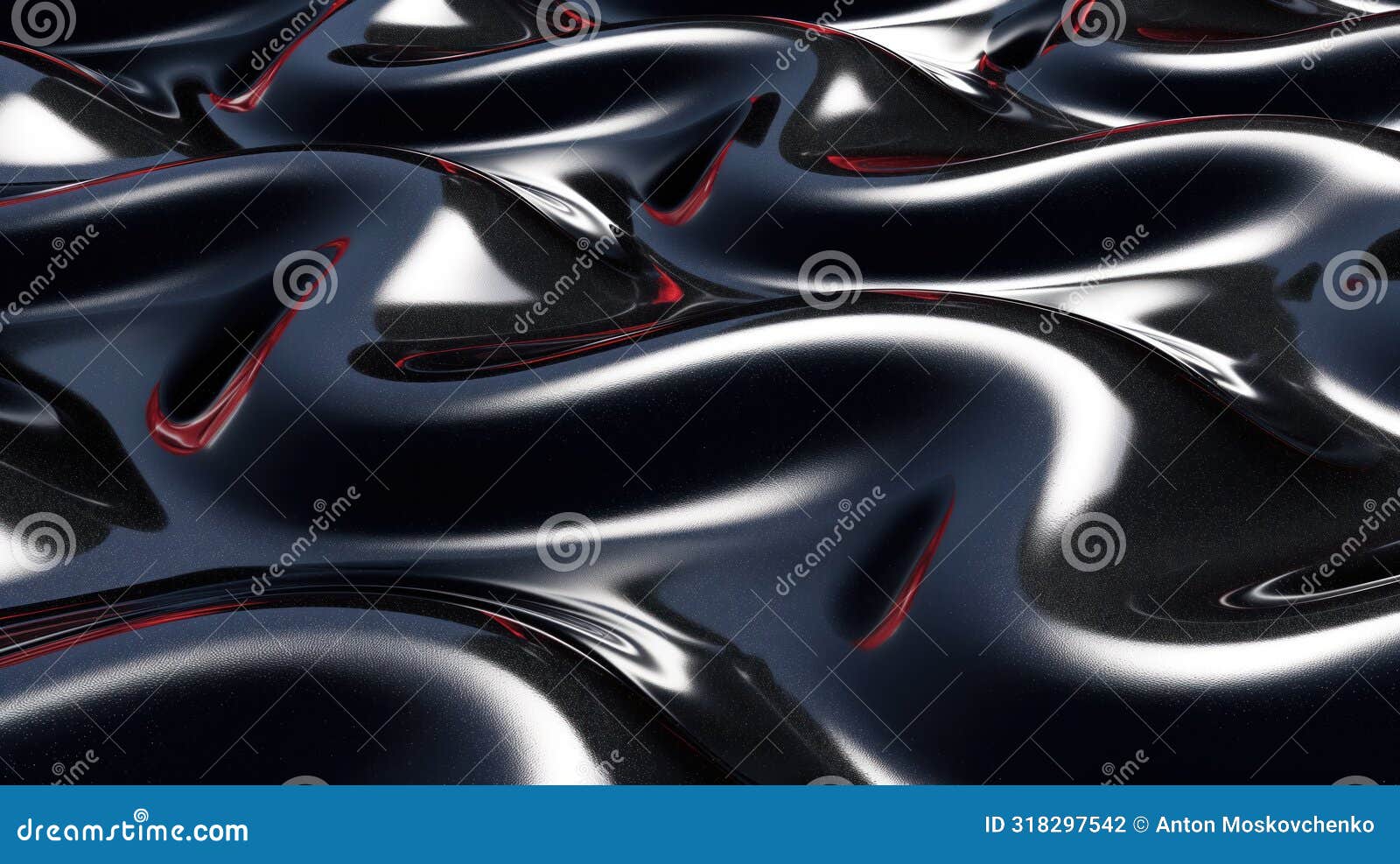 Black and Silver Metallic Waves with Reflective Highlights, Creating a ...
