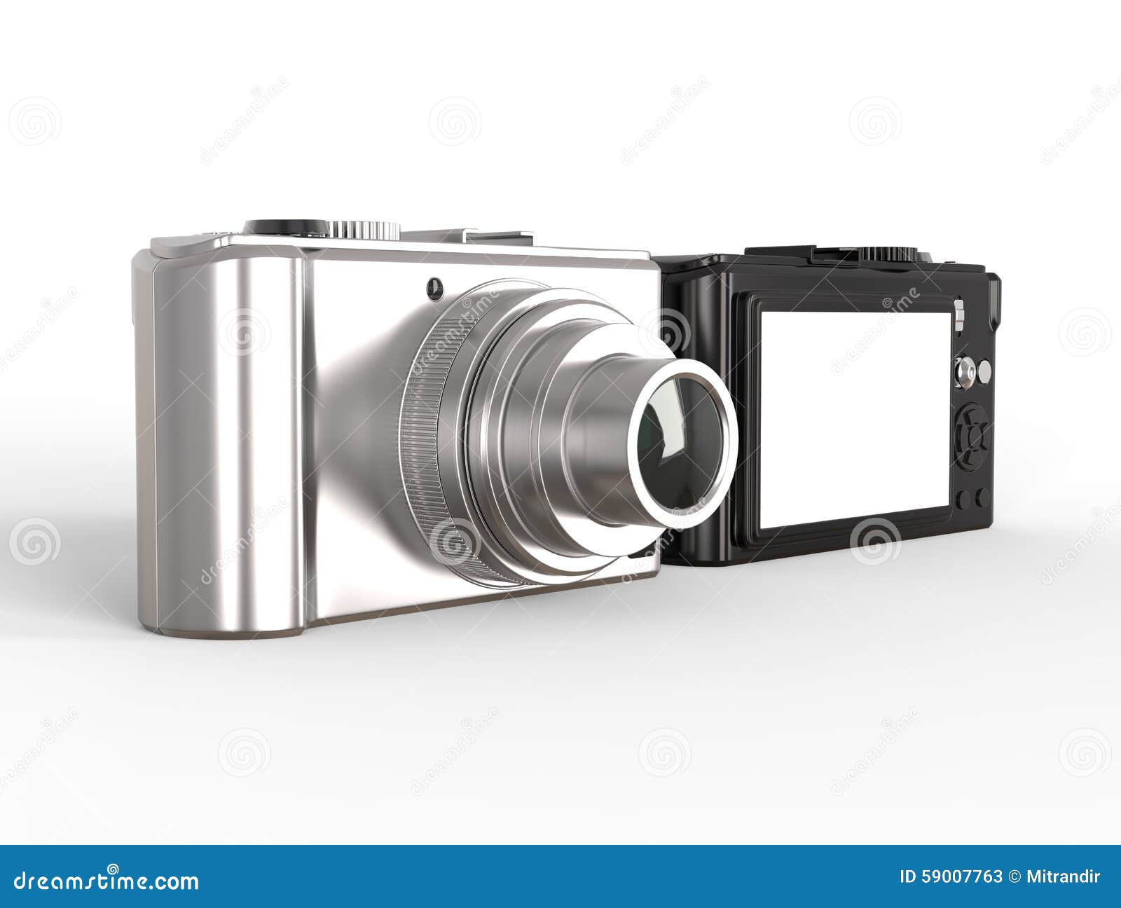 Black and Silver Modern Compact Digital Photo Camera Stock Illustration ...