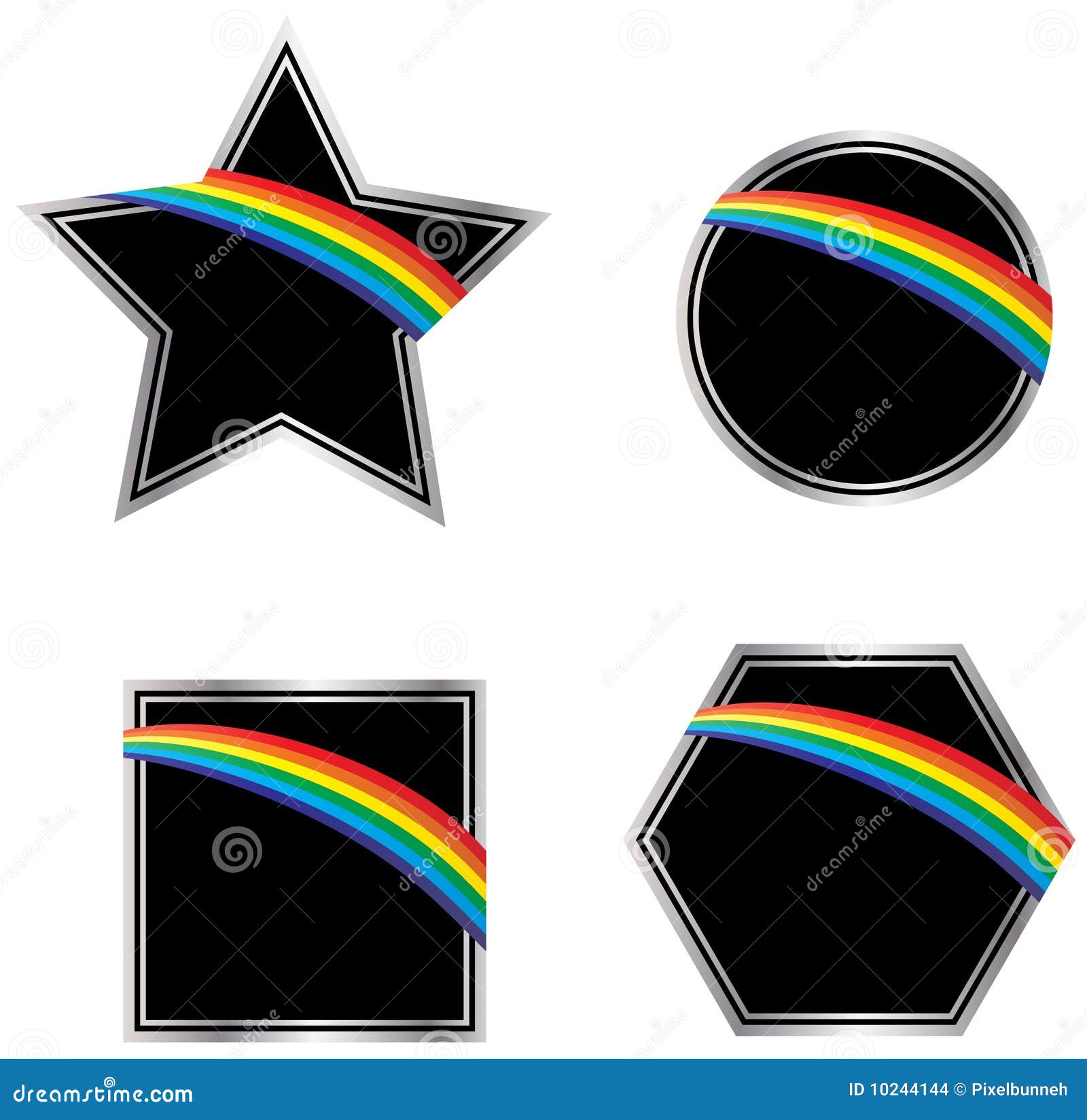 Black And Silver Rainbow Icons Stock Vector - Illustration of star ...