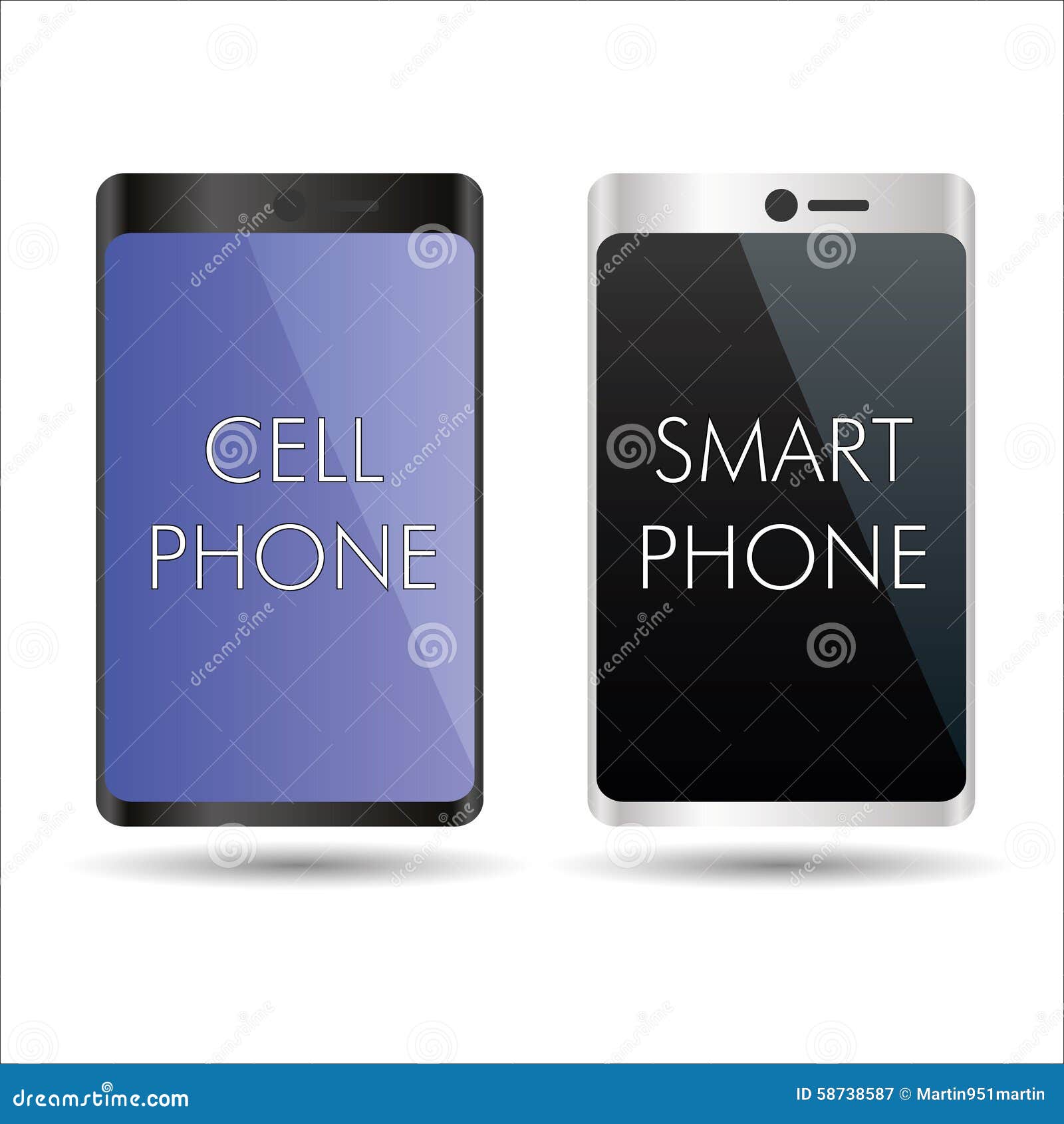 Black and Silver Smart Phones Mock Up Symbols Eps10 Stock Vector ...
