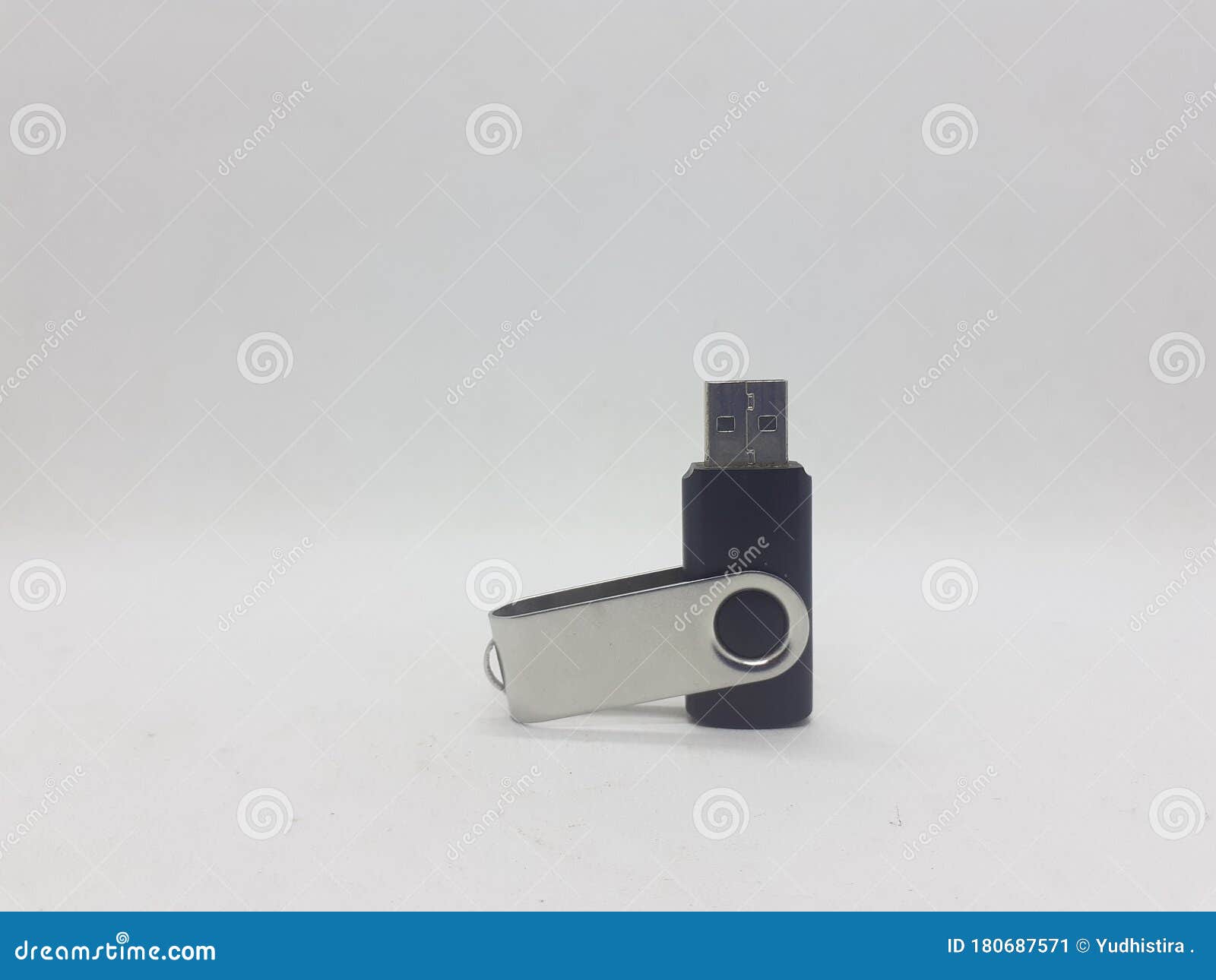 A Black and Silver USB Flash Drive on White Isolation Background Stock ...