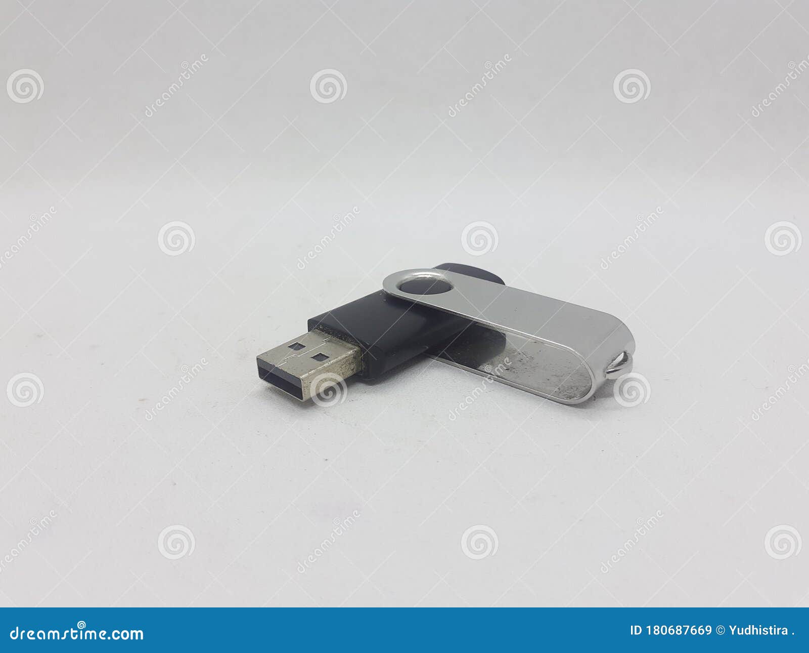 A Black and Silver USB Flash Drive on White Isolation Background Stock ...