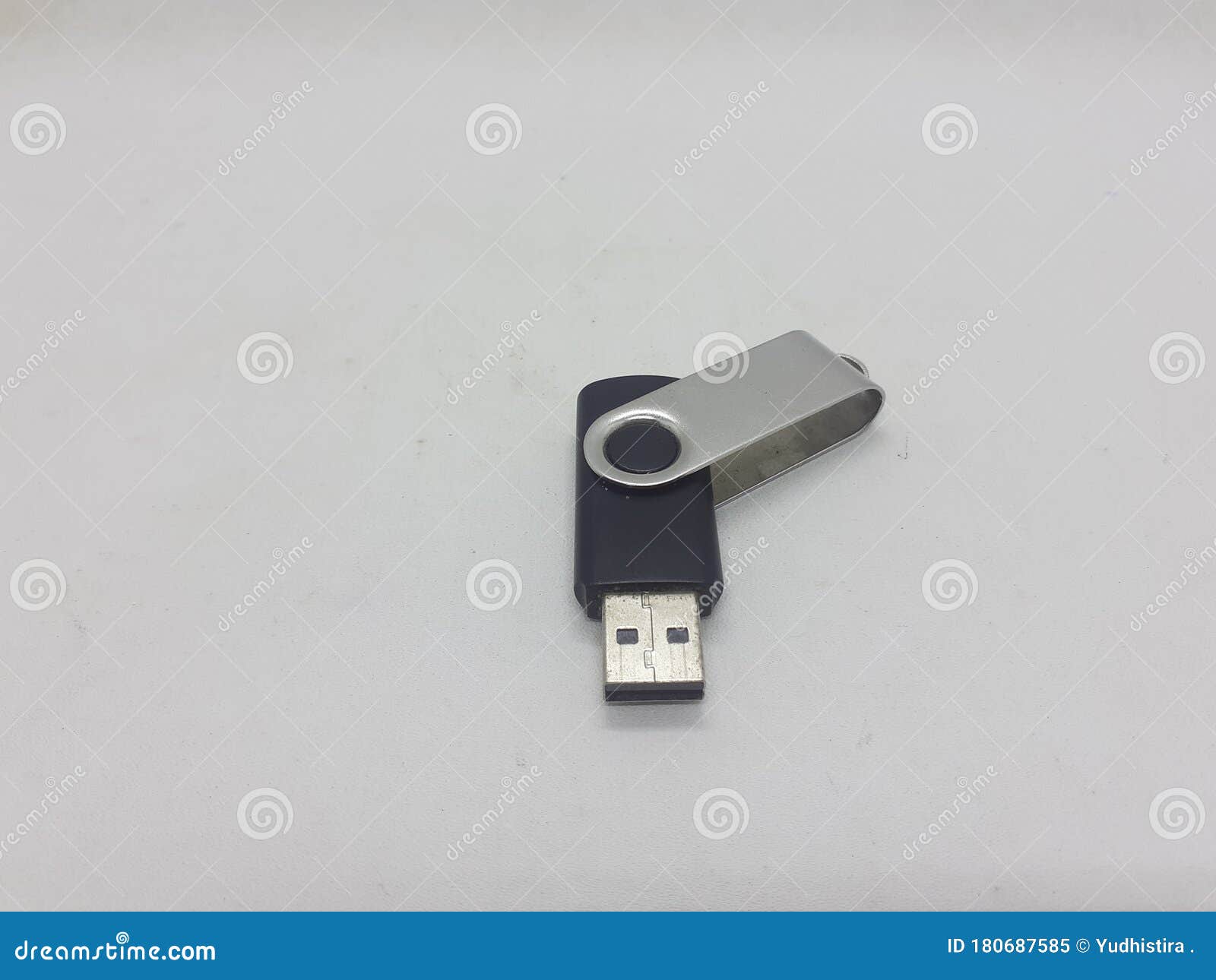 A Black and Silver USB Flash Drive on White Isolation Background Stock ...