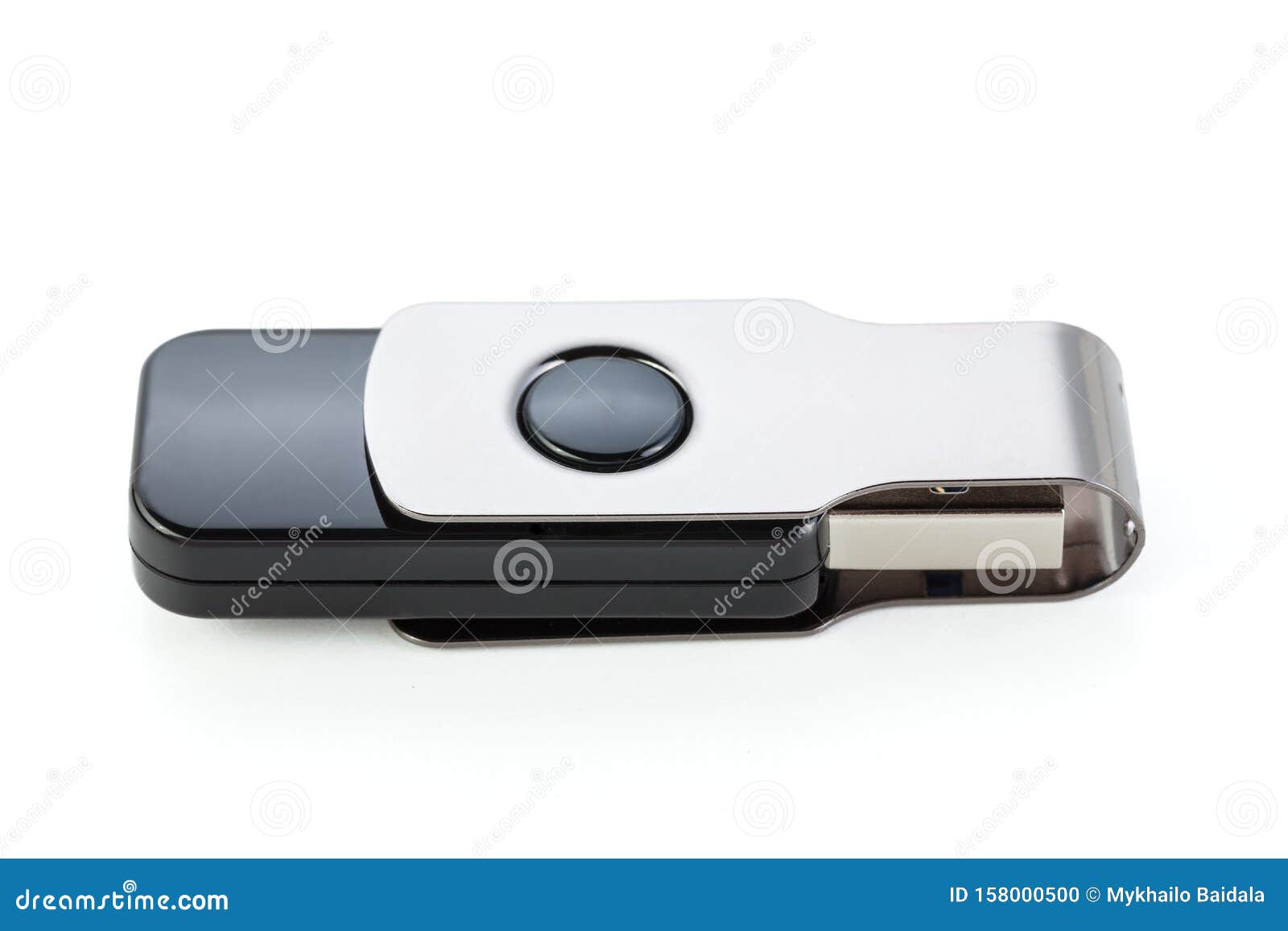 Black and Silver USB Stick Isolated on White Background . USB Pen Drive ...