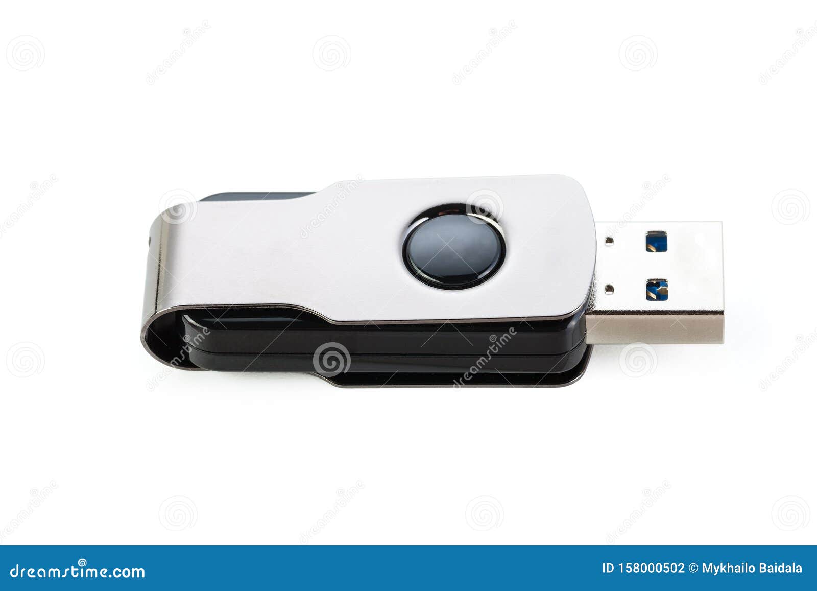 Black and Silver USB Stick Isolated on White Background . USB Pen Drive ...