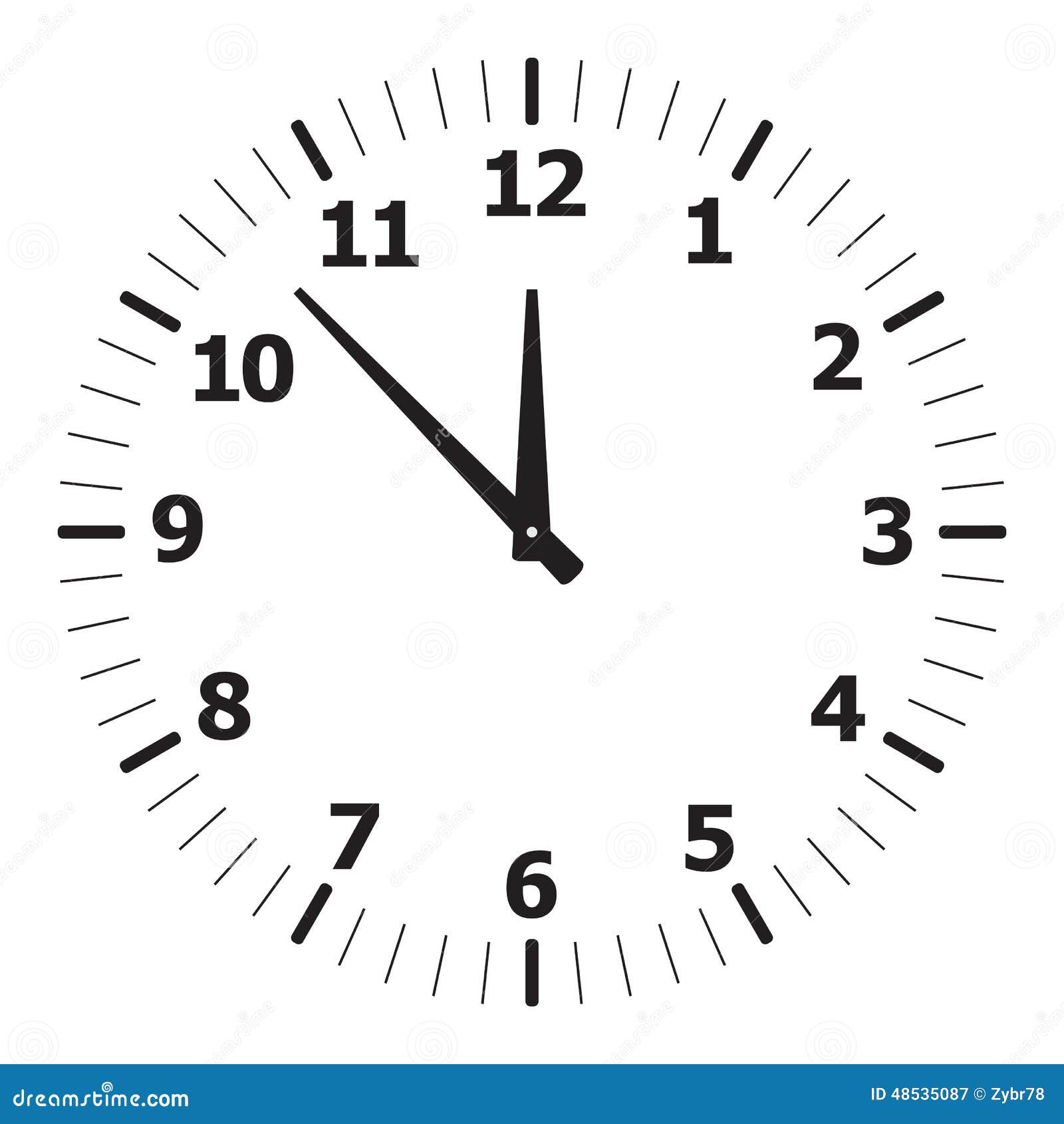 Black simple clock stock vector. Illustration of round - 48535087