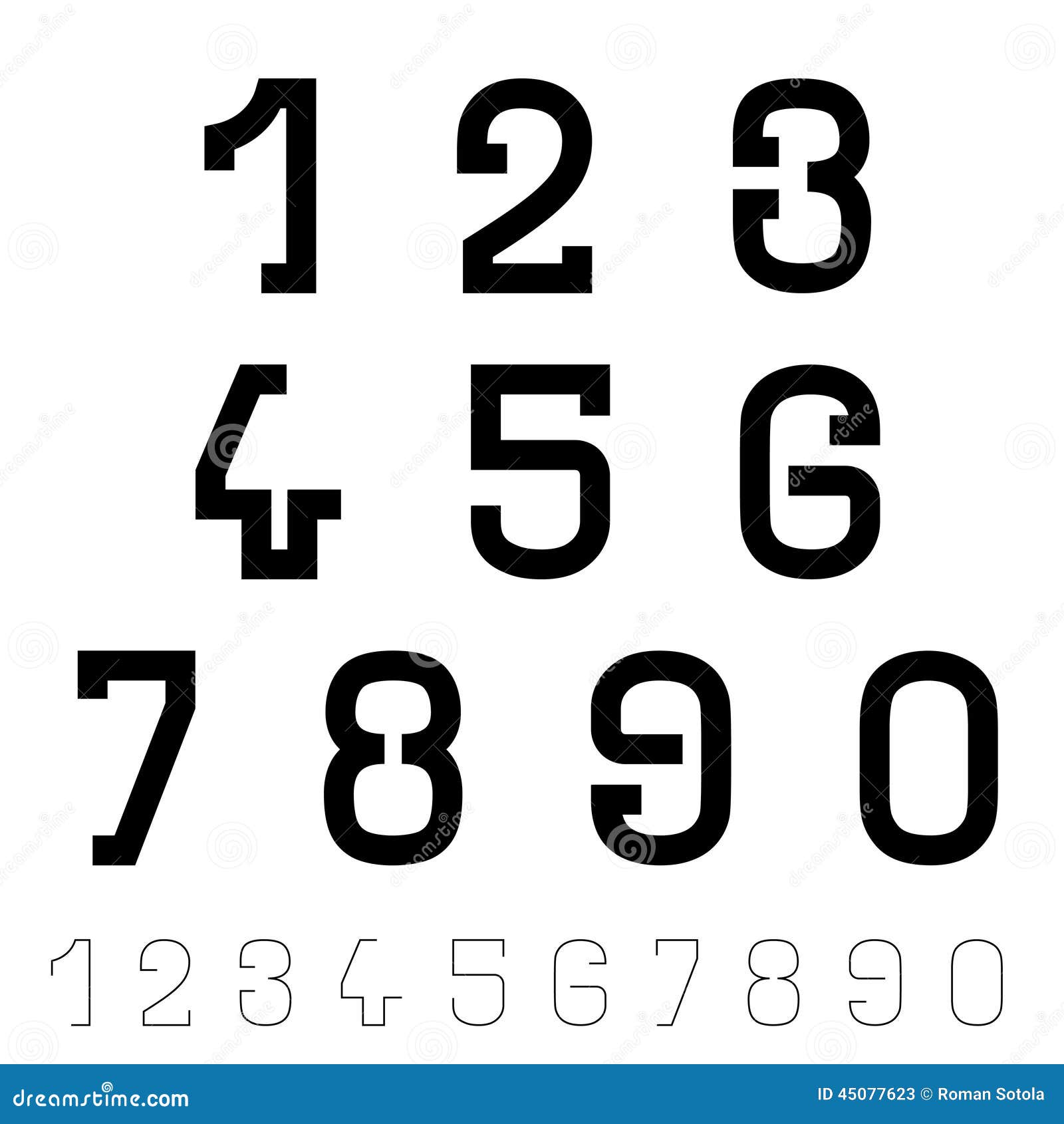 Black simple font numbers stock vector. Illustration of count - 45077623