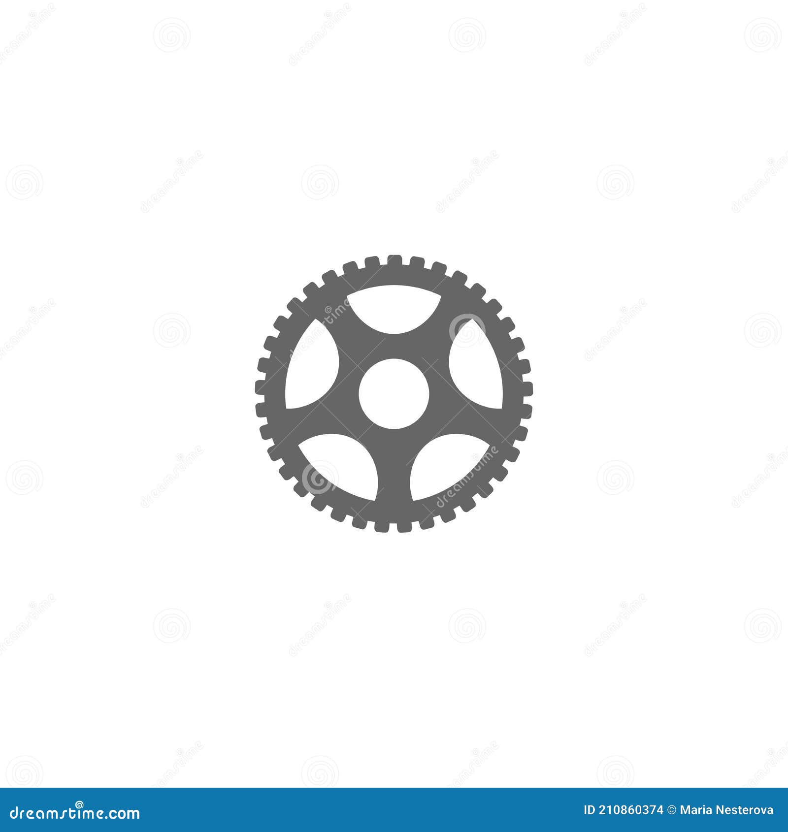 Simple Gear Icons. Wheels Set On Black Background. Vector White ...