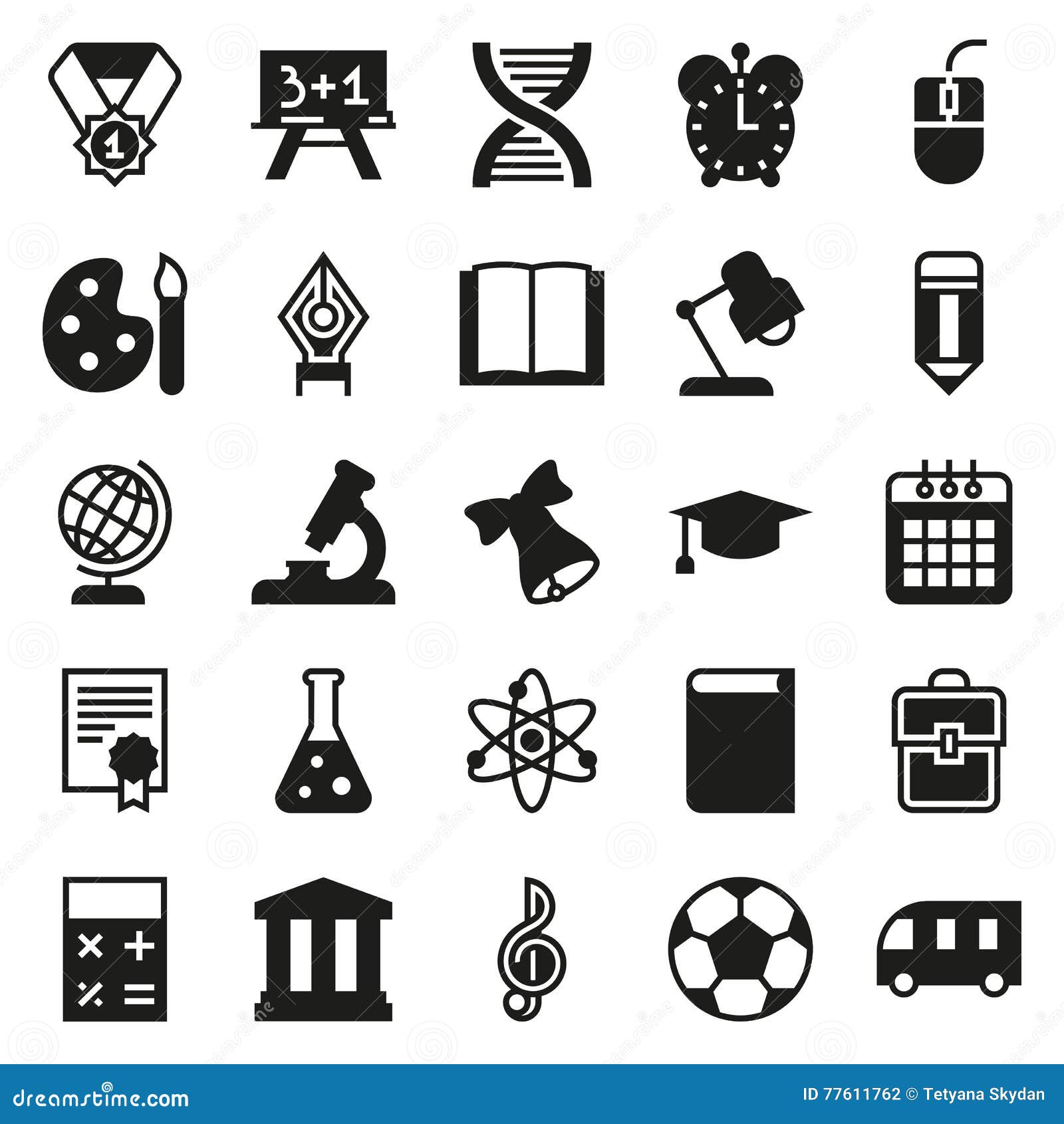 Black Simple Icon Collection. School Education. Stock Illustration ...