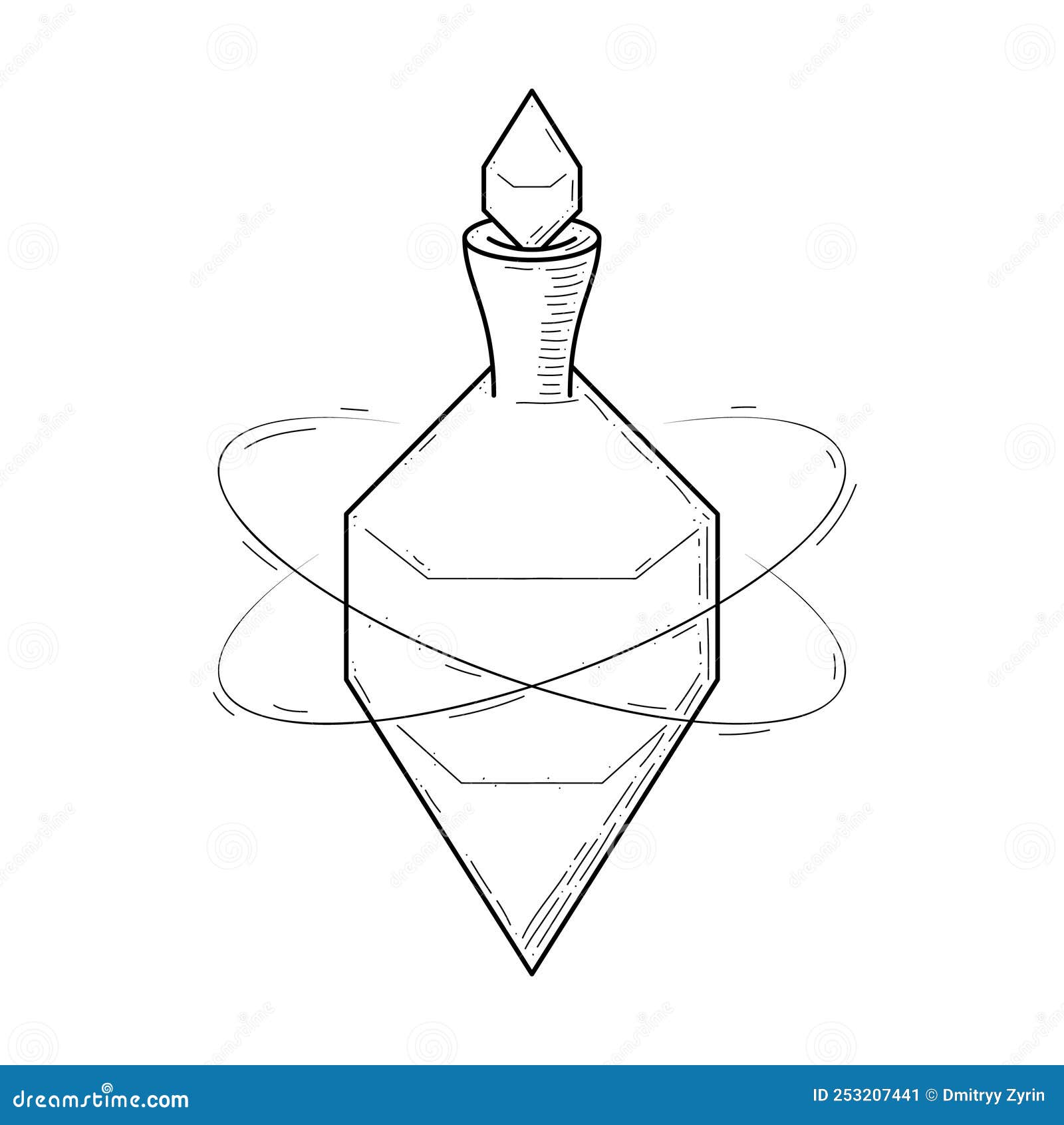 Black Simple Line Glass Flask Doodle Outline Potion Drink Elixir Liquid ...