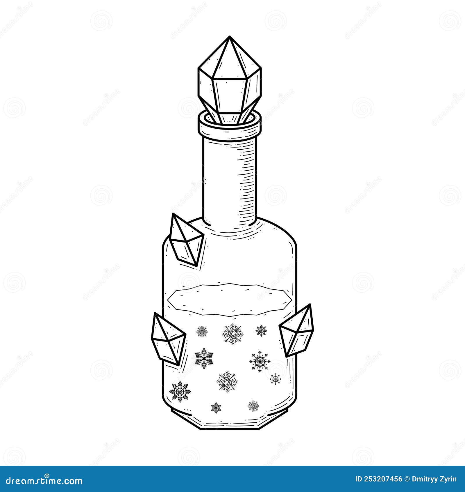 Black Simple Line Glass Flask Doodle Outline Potion Drink Elixir Liquid ...