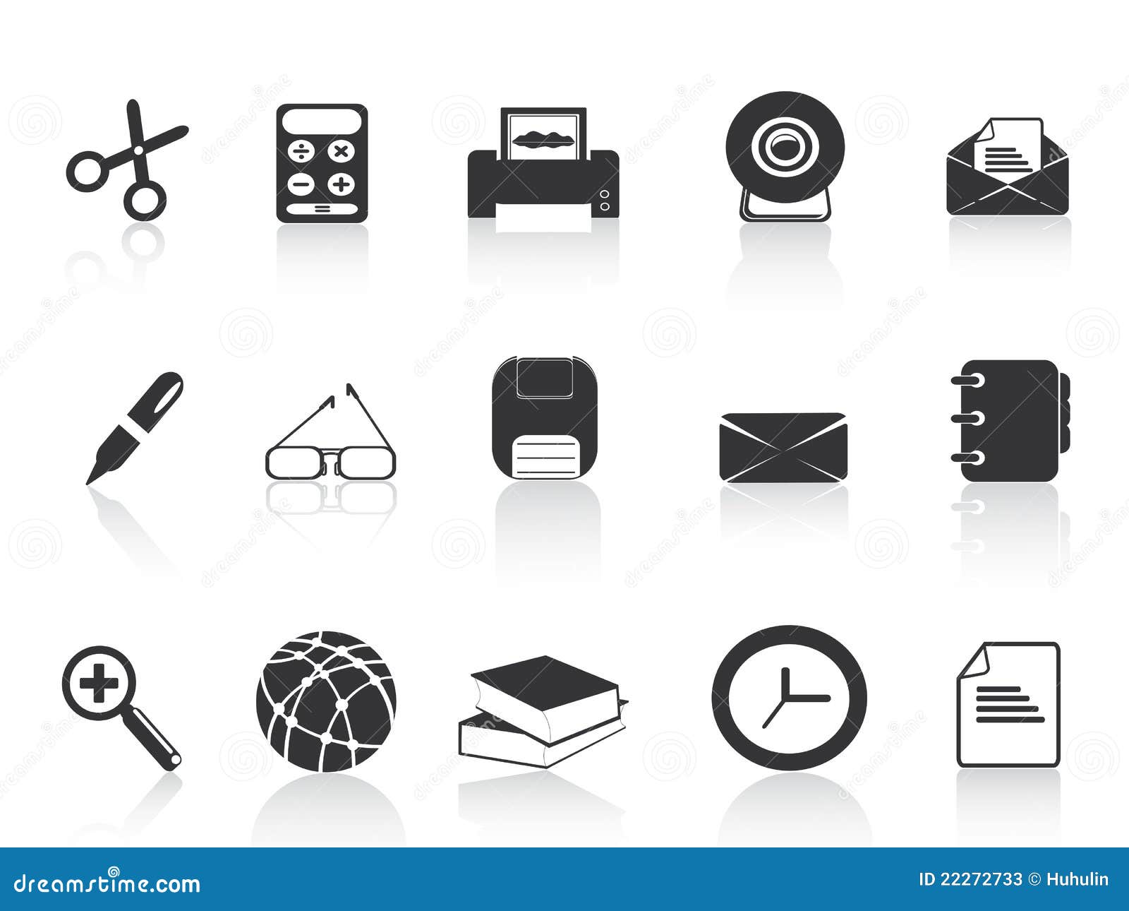 Black Simple Office Icons Set Stock Vector - Illustration of design ...