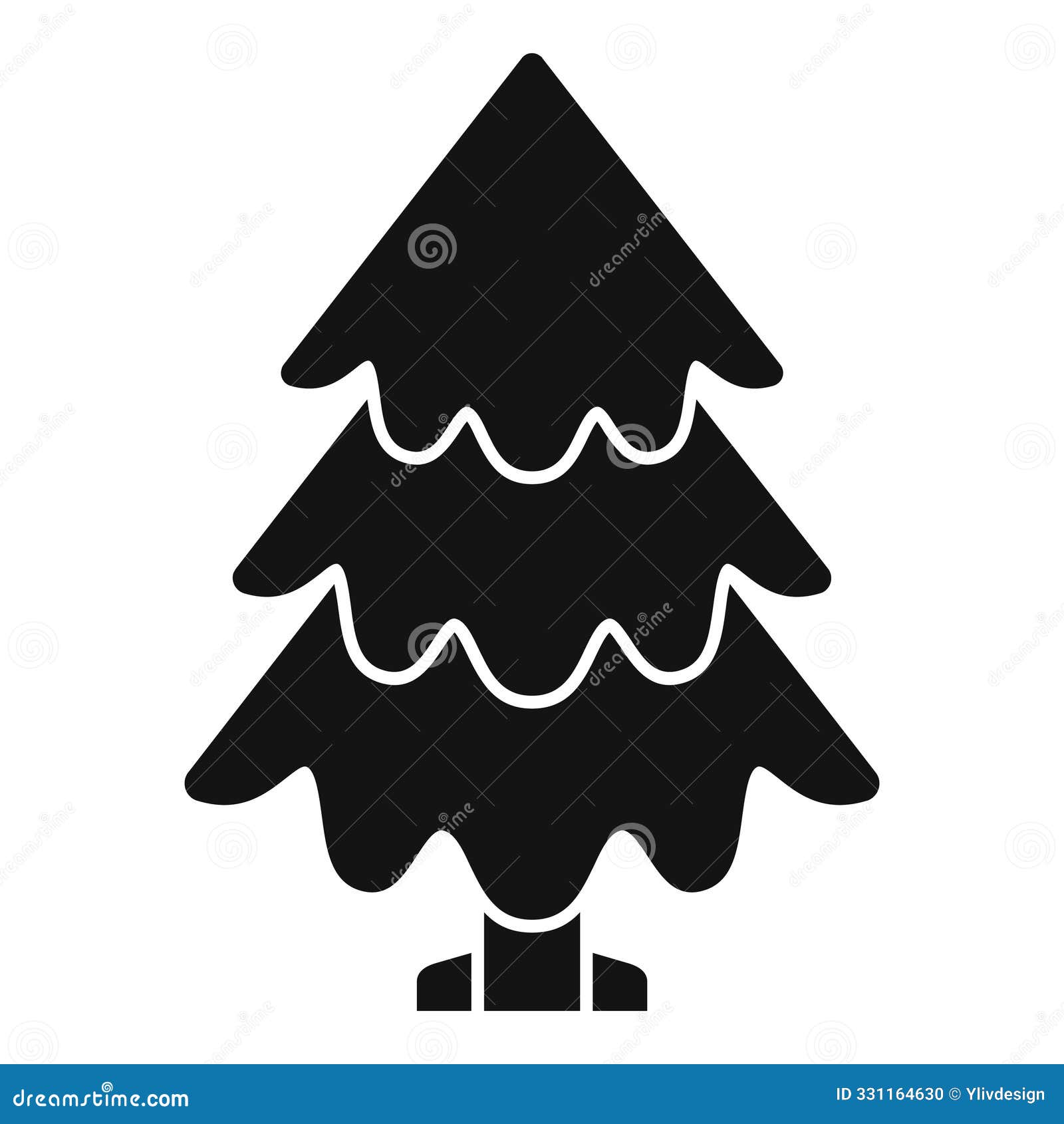 Black Simple Pine Tree Growing with Three Branches Icon Stock ...