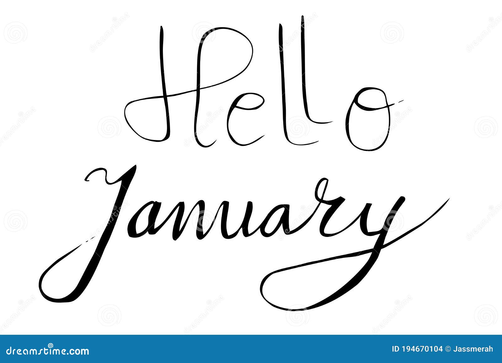 Black Simple Vector Hand Draw Sketch Lettering, Hello January Stock ...