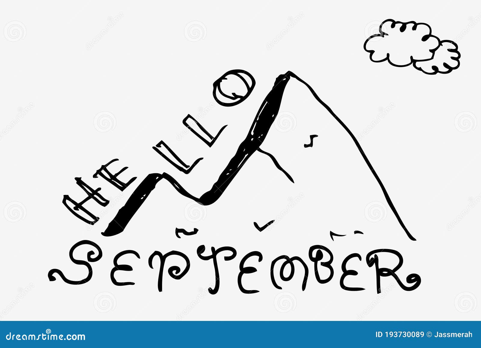 Black Simple Vector Hand Draw Sketch Lettering, Hello September Stock ...